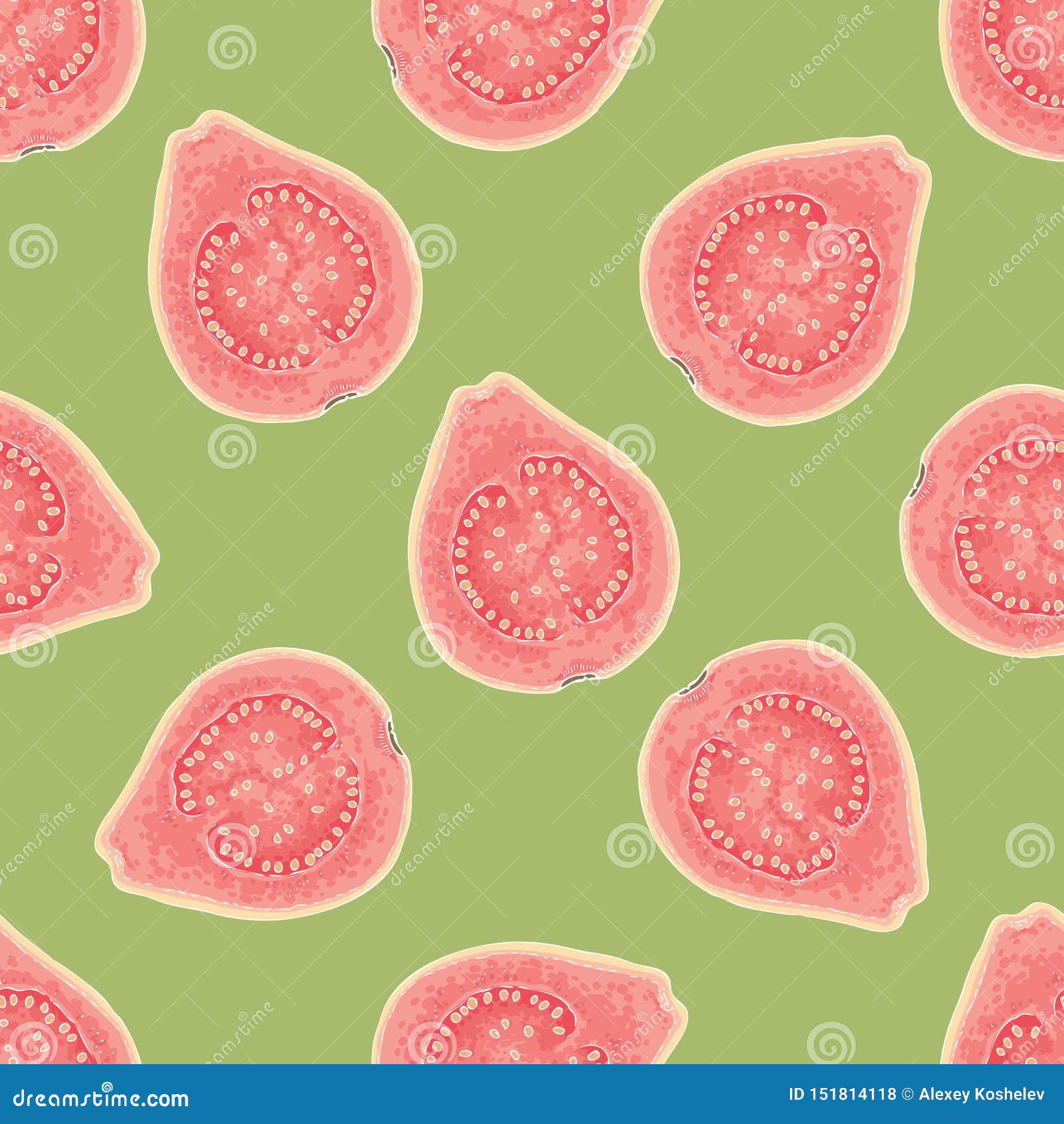 Seamless Vector Pattern with Guava Stock Illustration - Illustration of ...