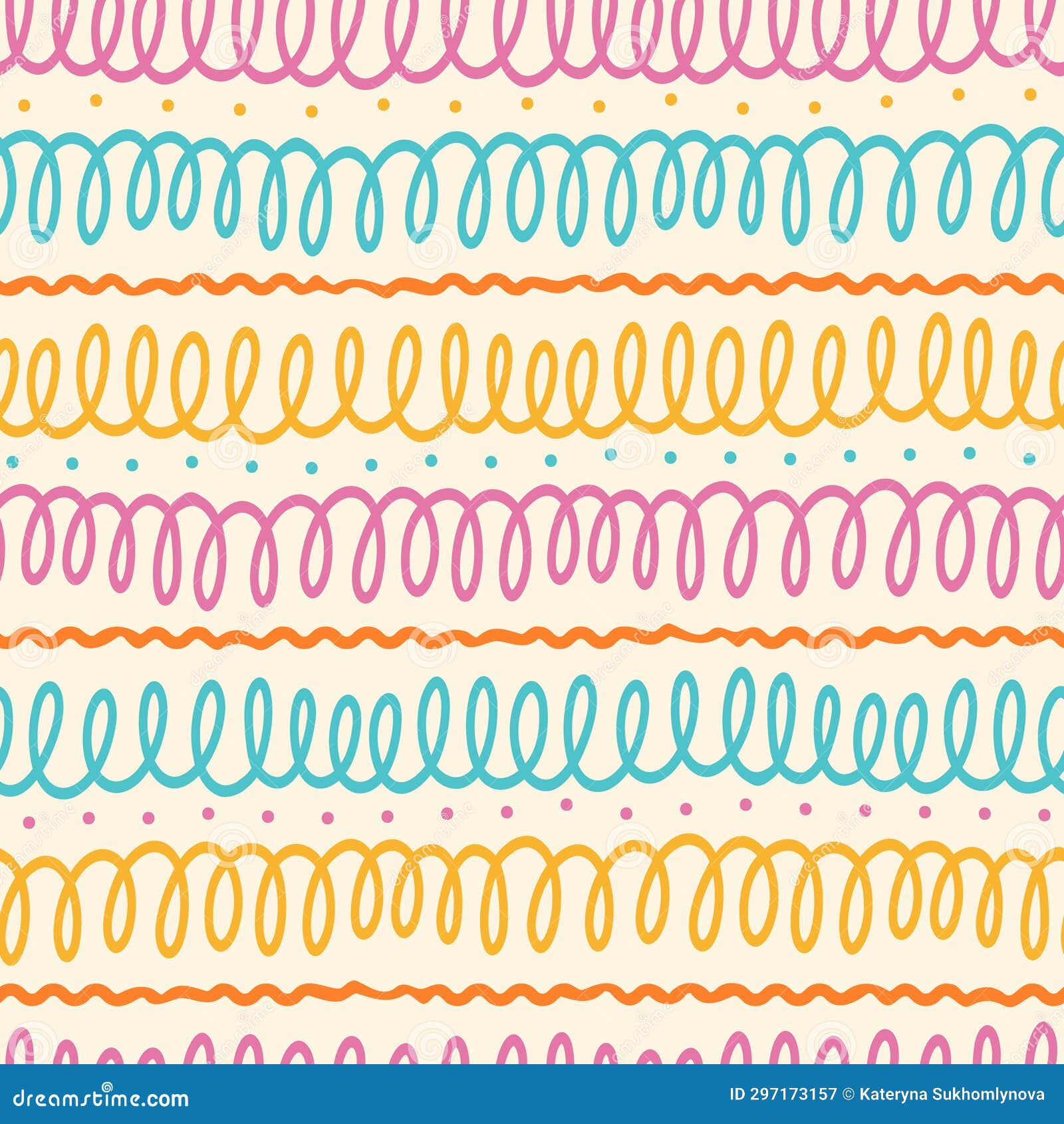 Seamless Vector Pattern with Hand Drawn Doodle of Squiggle Loops. Great ...