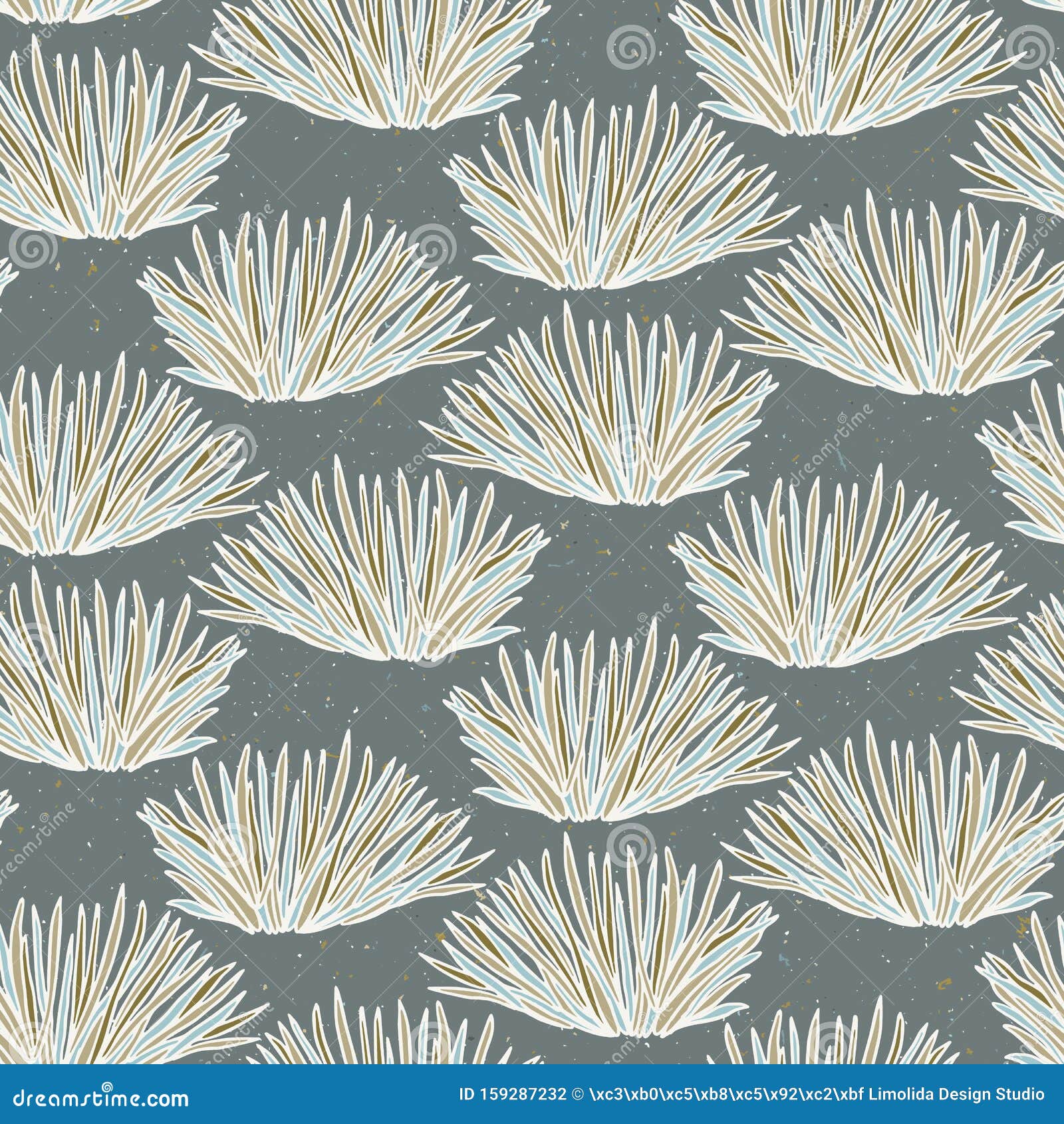 Seamless Vector Pattern. Hand Drawn Leaf Bush Foliage. Modern All Over ...