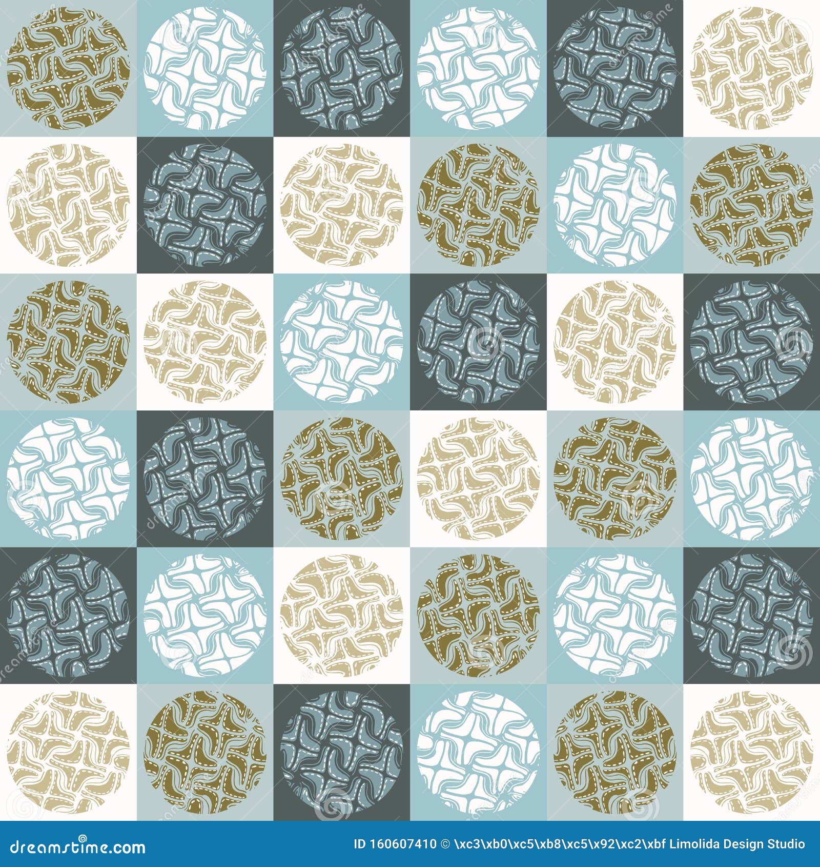 Seamless Vector Pattern. Hand Drawn Square Geometric Mosaic Grid ...