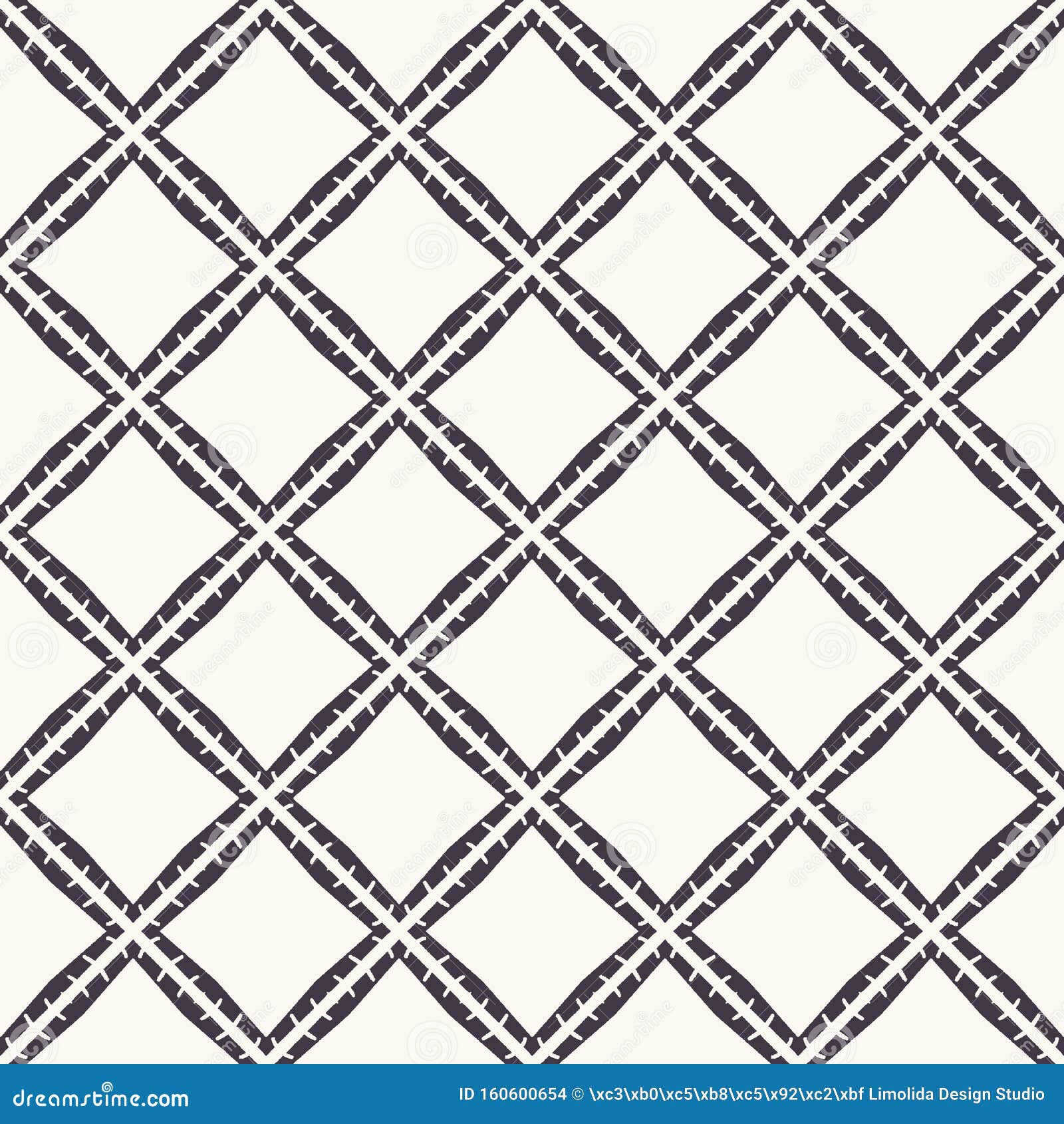Seamless Vector Pattern. Hand Drawn Square Lattice Grid . Repeating Geo ...