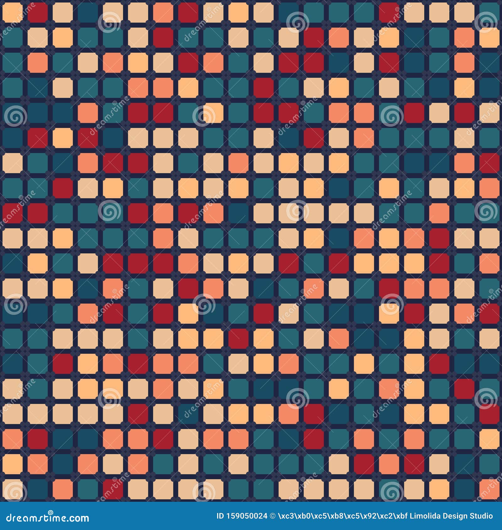 Seamless Vector Pattern. Hand Drawn Square Pixel Grid. Geometric Tiny ...