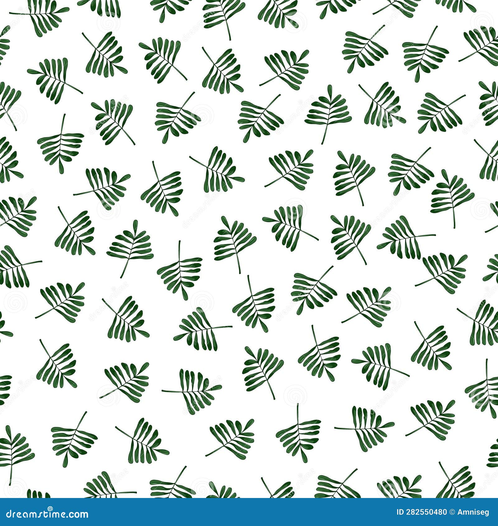 Seamless Vector Pattern with Hand-drawn Tree Leaves. Stock Vector ...