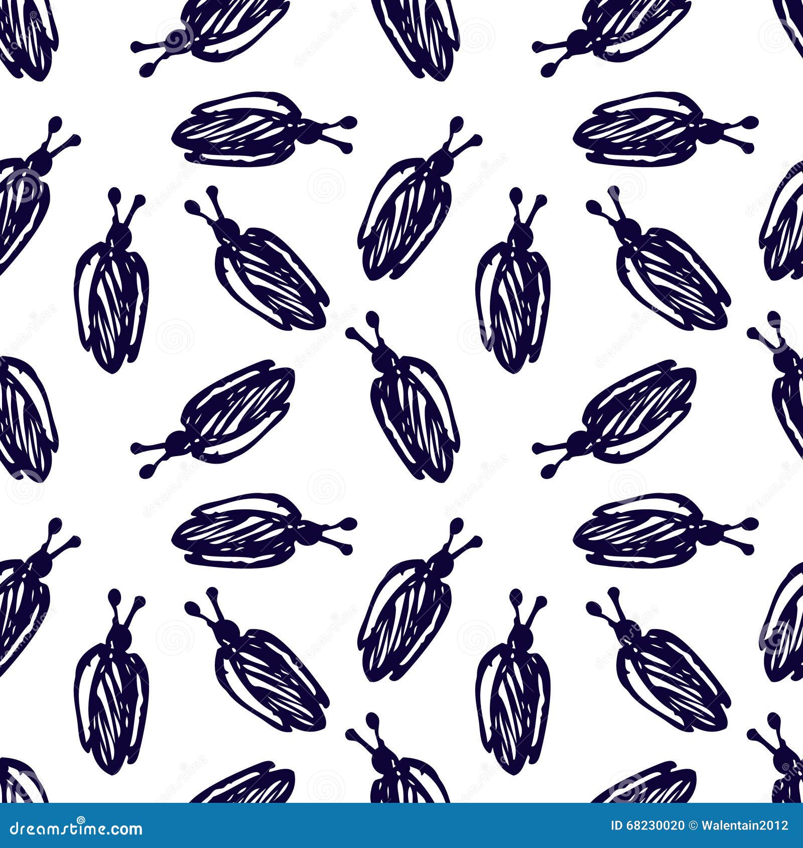 Seamless Vector Pattern. Hand Sketch Drawing. Imitation of Ink ...