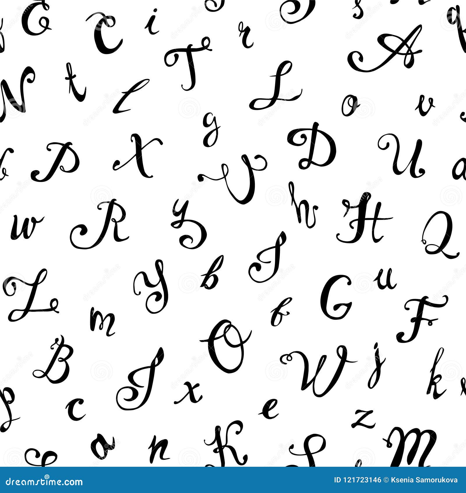 Seamless Pattern. Hand Written Calligraphic Letters Stock Vector ...