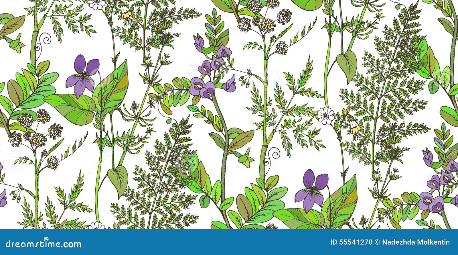Seamless Vector Pattern of Herbs and Flowers Stock Vector ...