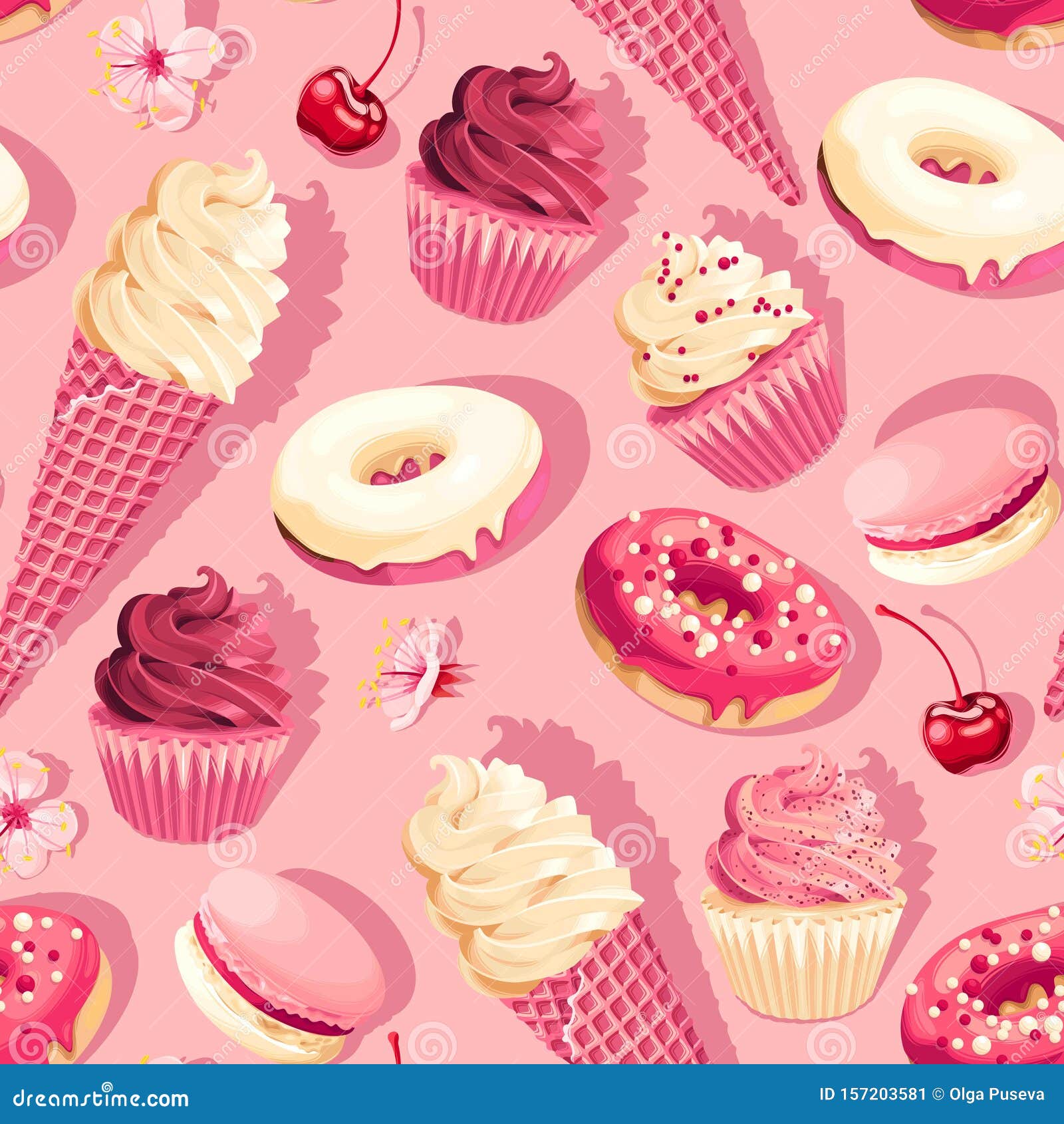 Seamless Vector Pattern with High Detail Sweets Stock Vector ...