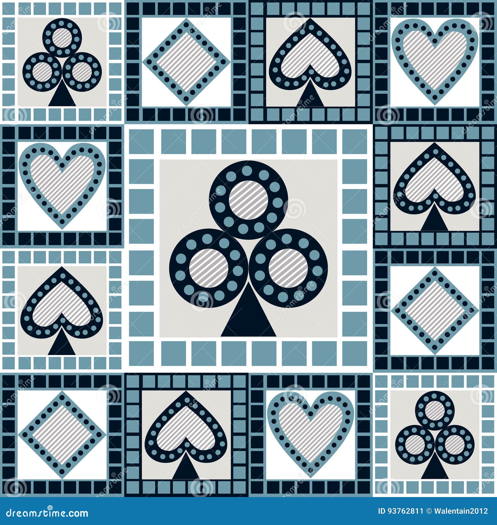 Seamless Vector Pattern with Icons of Playing Cards. Decorative ...