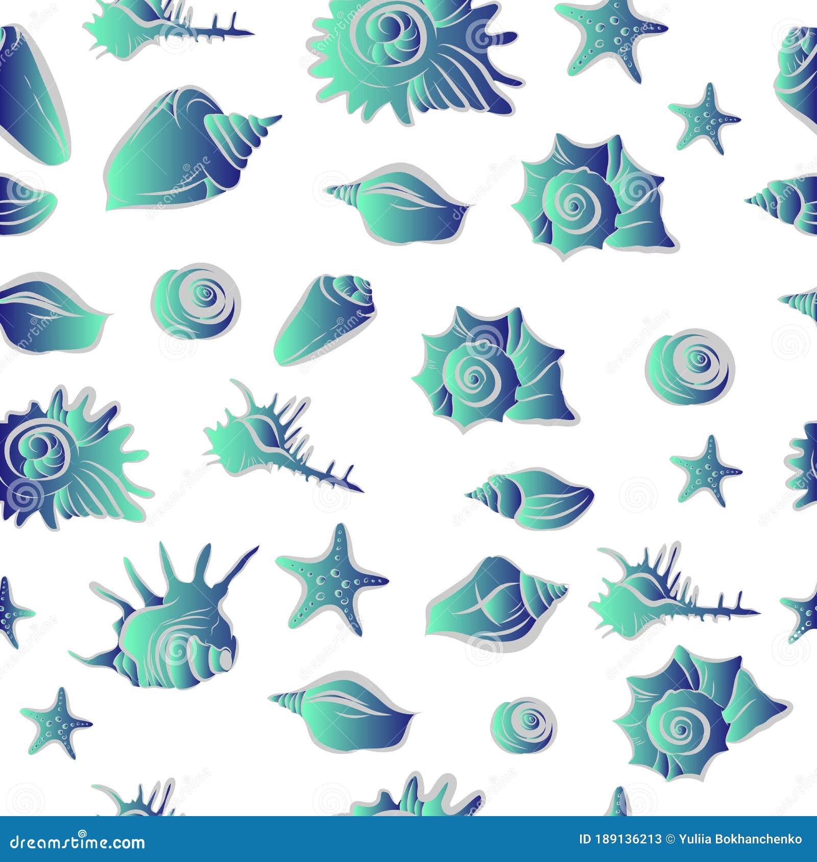 Seamless Vector Pattern with the Image Seashells. Graphic. the Gradient ...