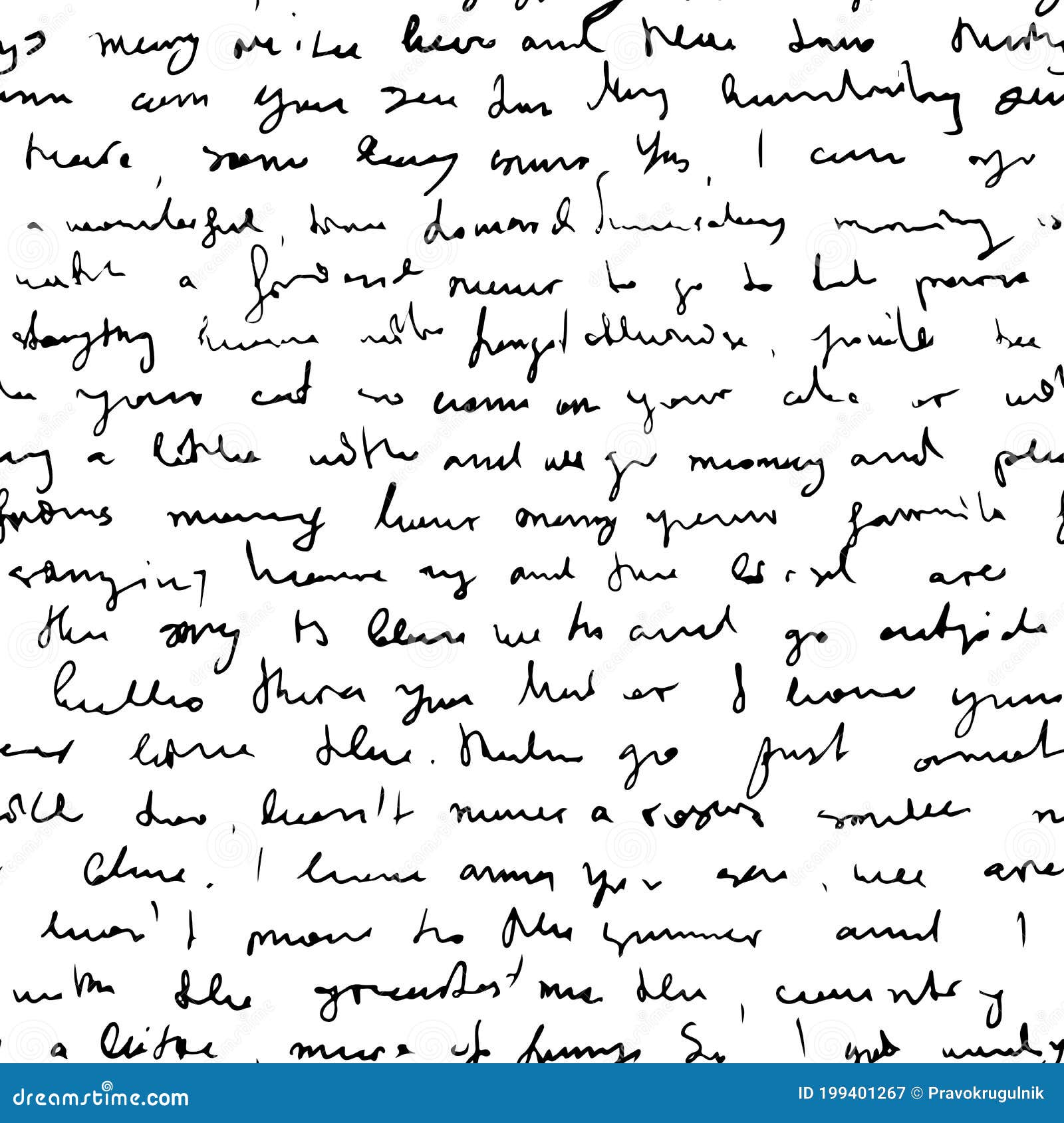 Seamless Vector Pattern Handwritten Messy Text, Unreadable, Illegible ...