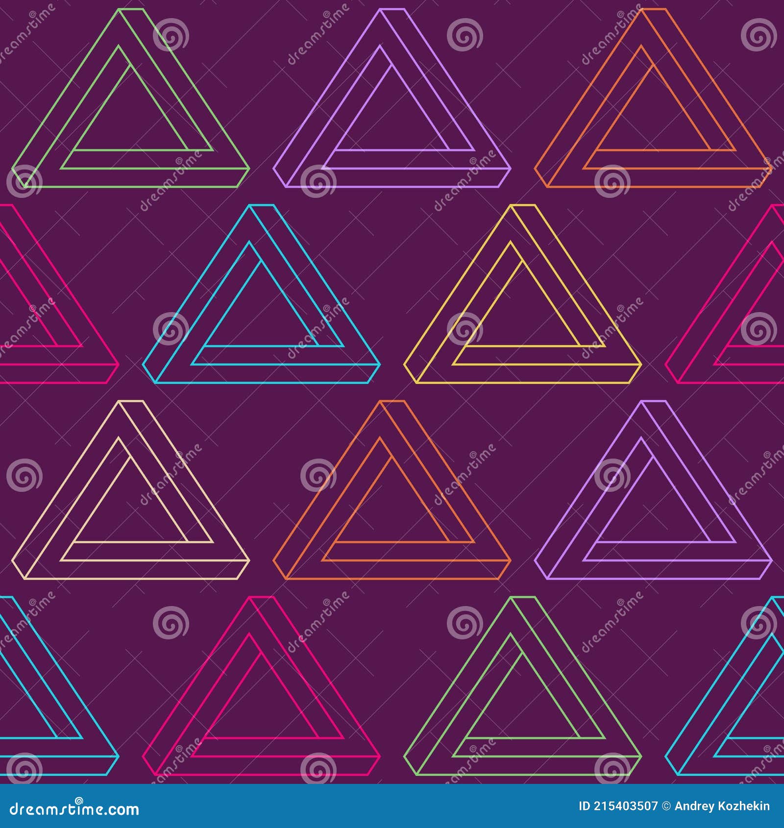 Seamless Vector Pattern with Impossible Color Triangles. Linear Style Stock Vector ...
