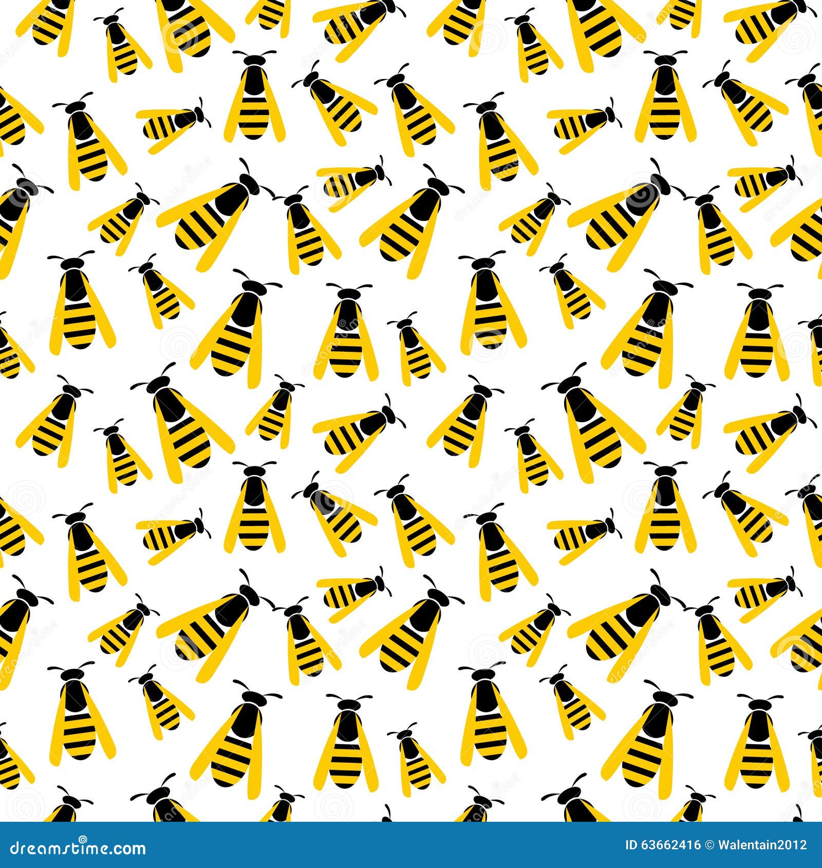 Seamless Vector Pattern with Insects, Chaotic Background with Yellow ...