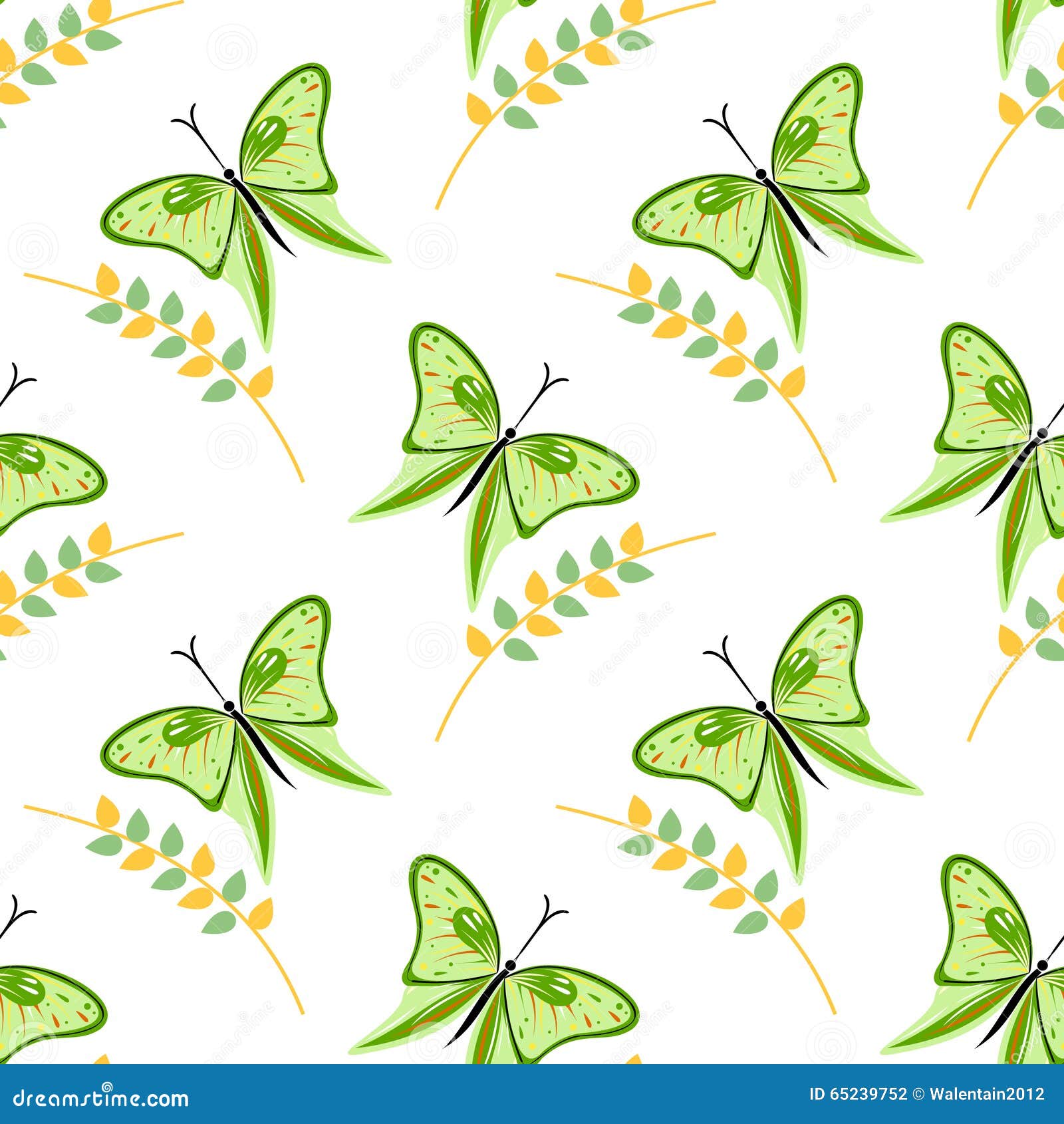 Seamless Vector Pattern with Insects, Colorful Background with Green ...