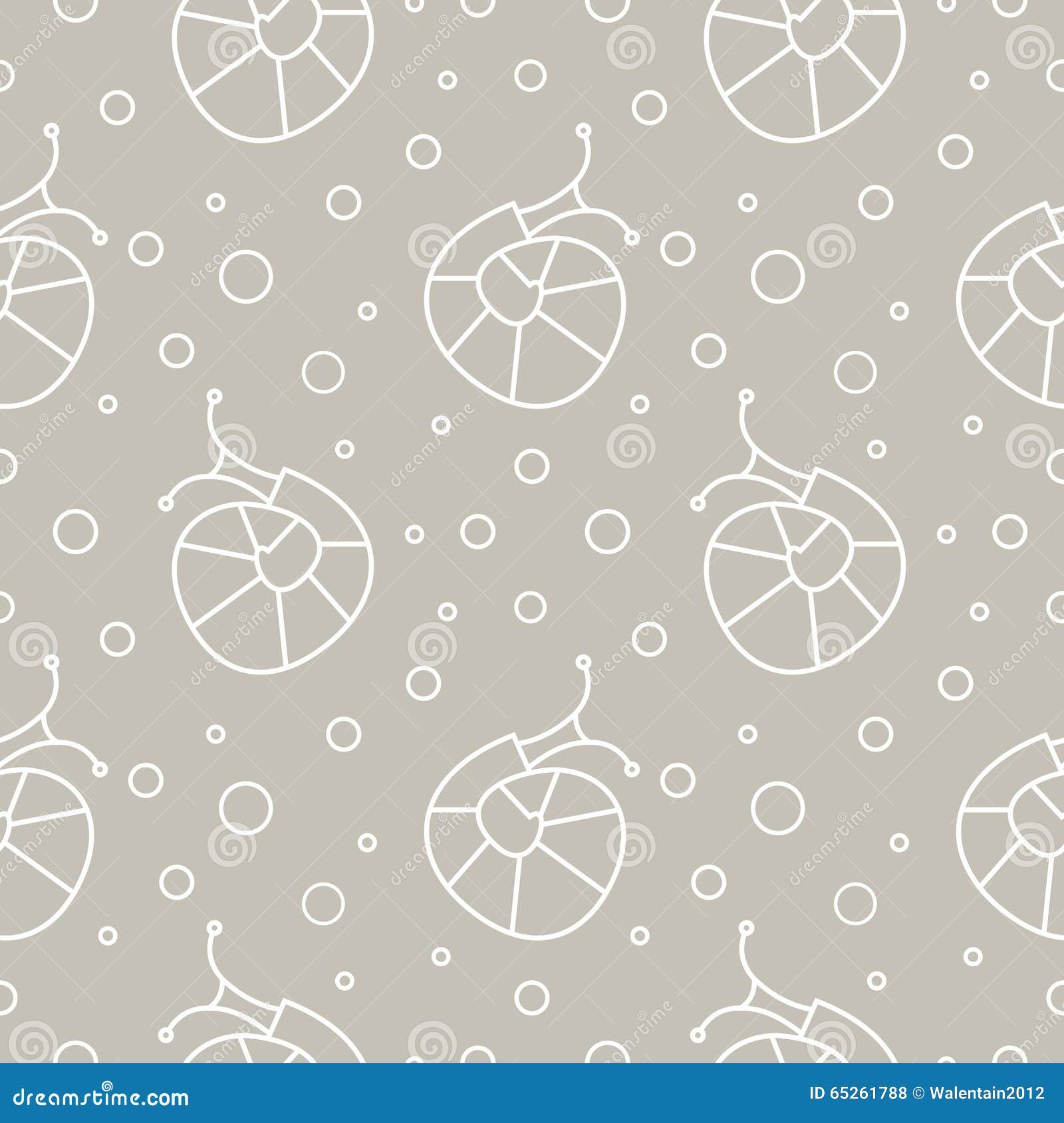 Seamless Vector Pattern with Insects, Grey Background with Snails and ...