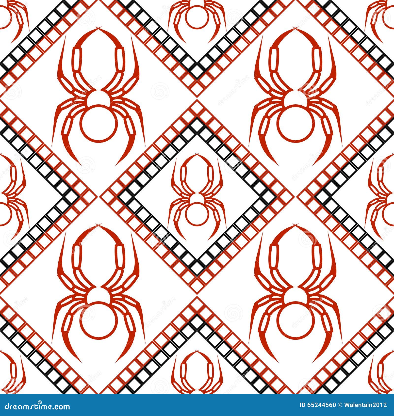 Seamless Vector Pattern with Insects, Symmetrical Geometric Black and ...