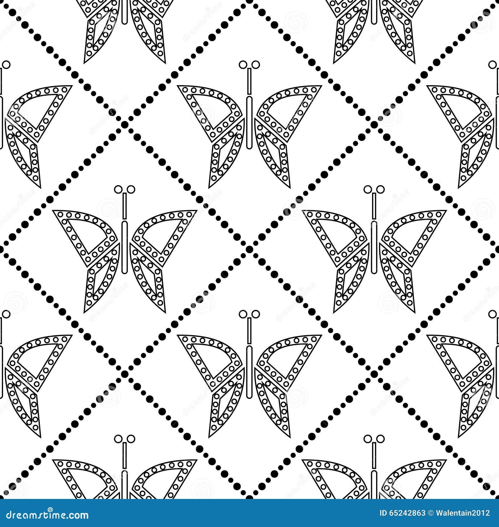 Seamless Vector Pattern with Insects, Symmetrical Geometric Black and ...