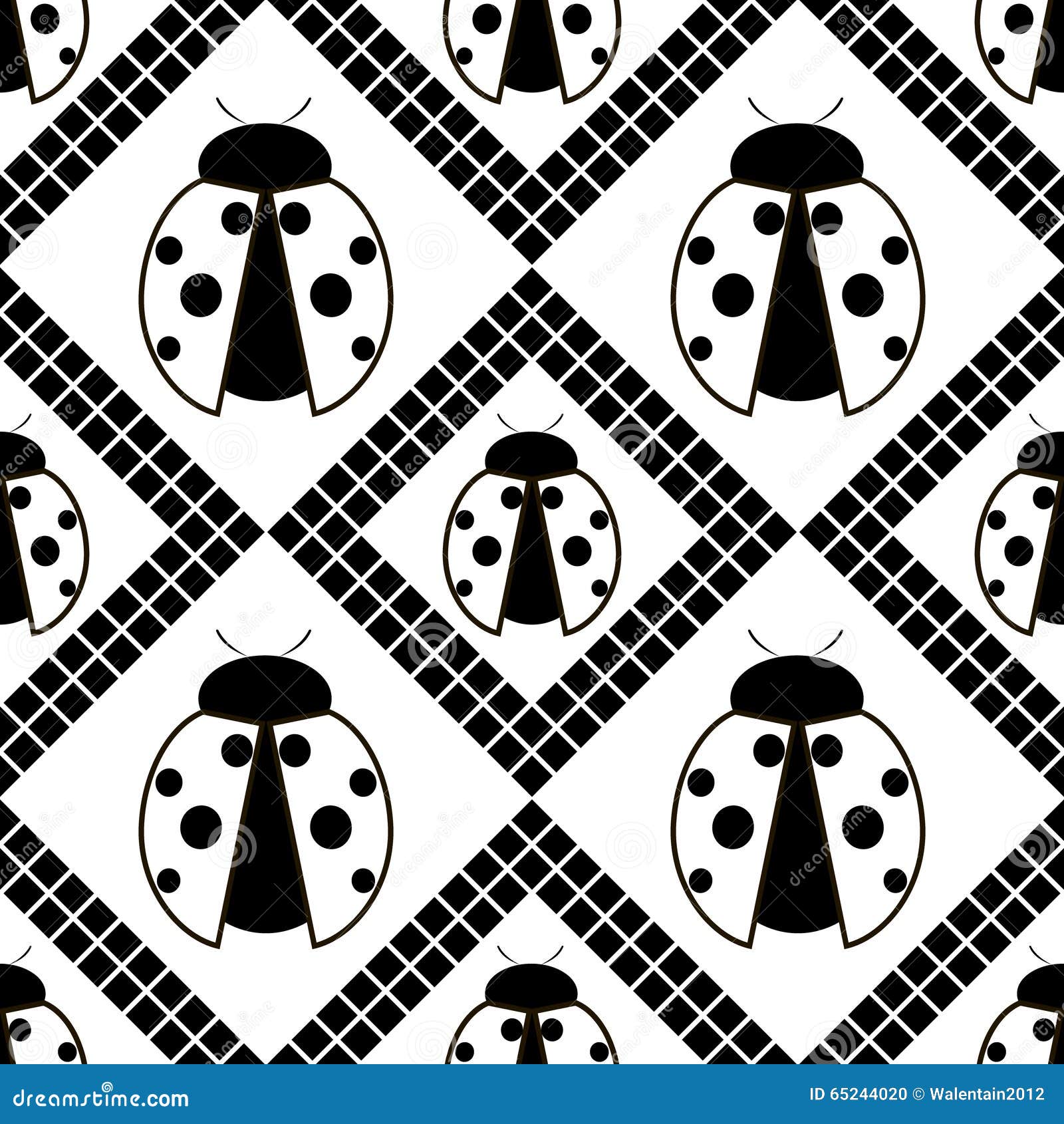 Seamless Vector Pattern with Insects, Symmetrical Geometric Black and ...