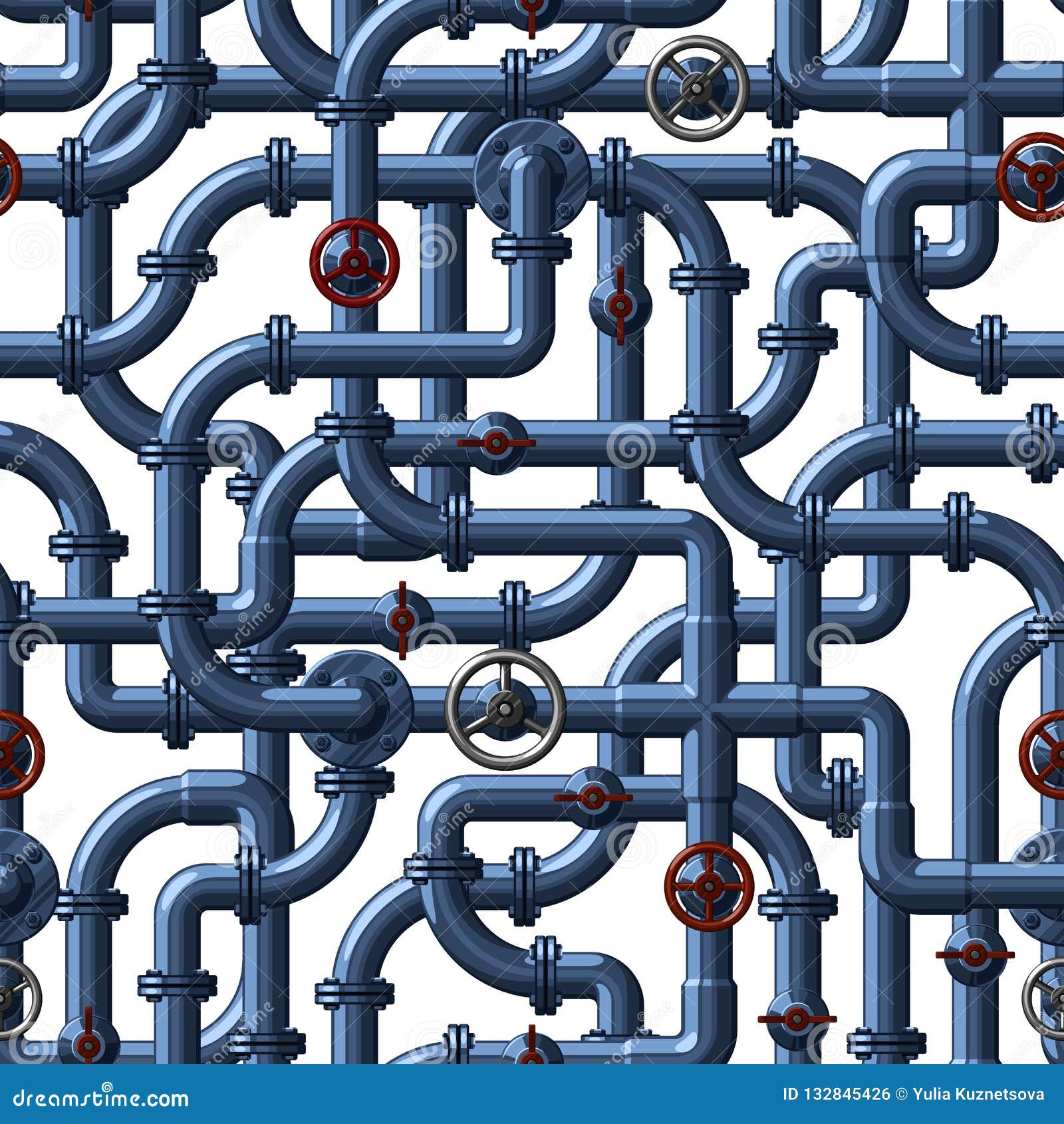 Seamless Vector Pattern Of Interlocking Water Pipes Of A Blue Shade ...