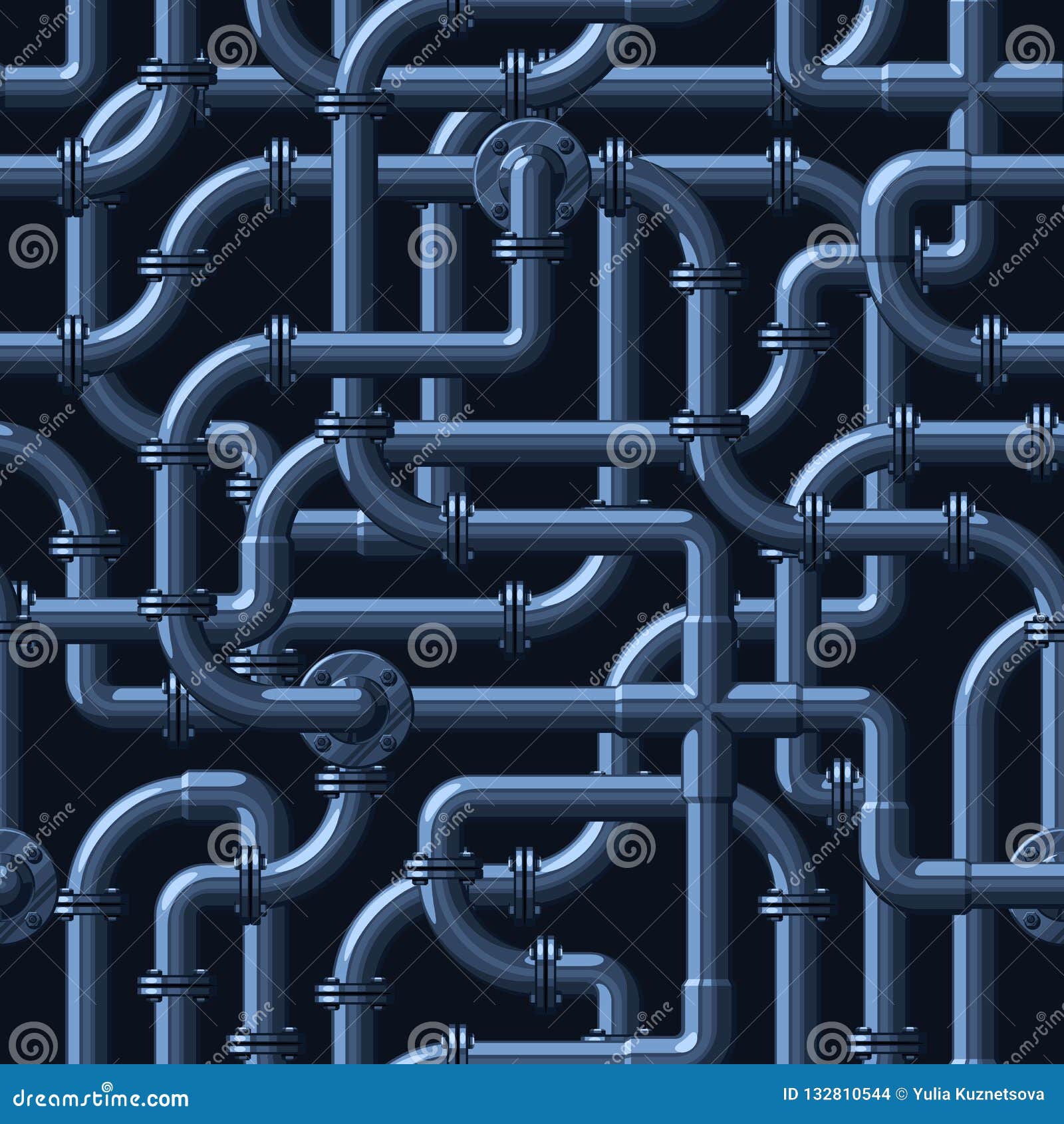 Seamless Vector Pattern of Intertwining Water Pipes of a Blue Shade ...