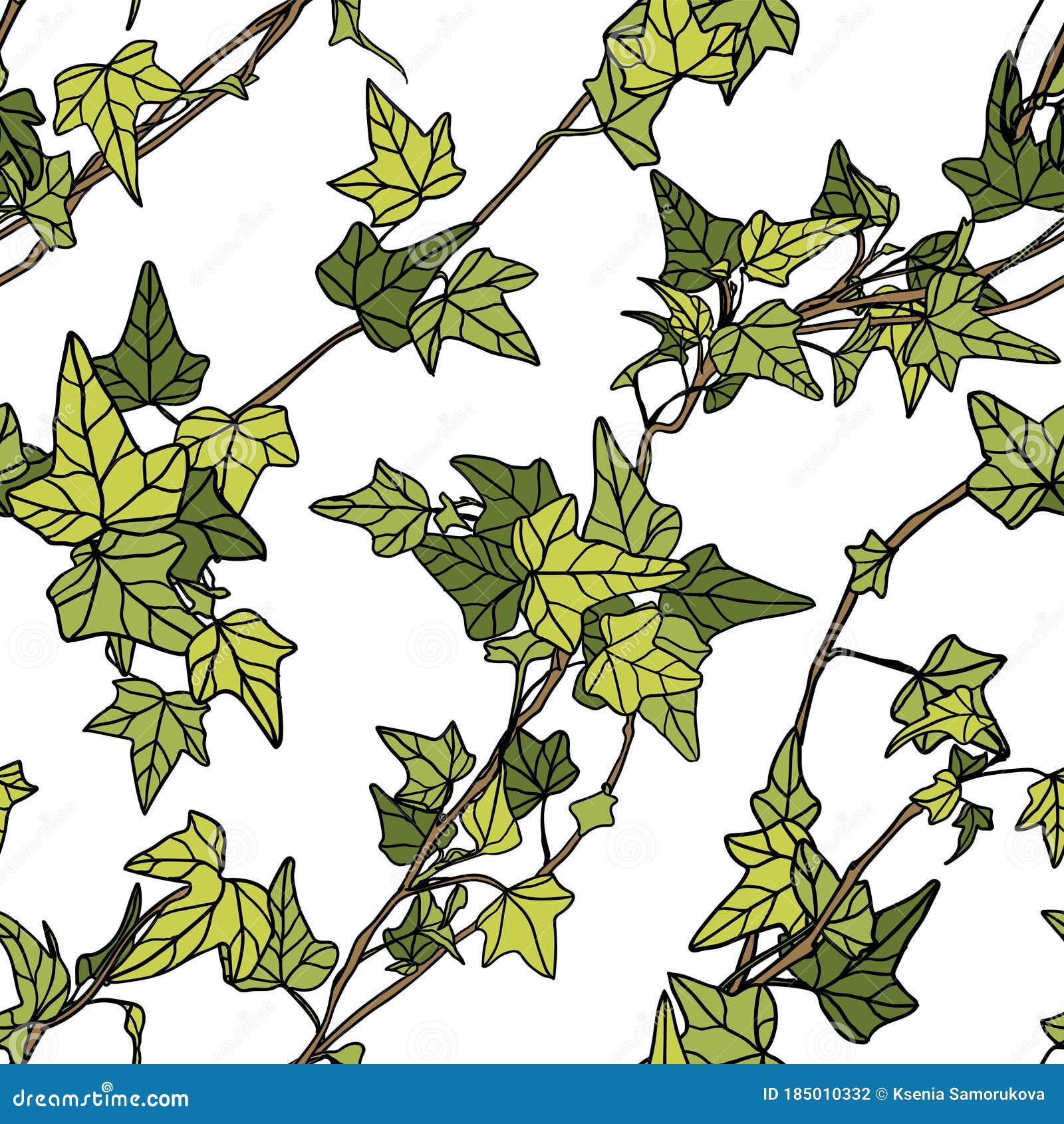 Seamless Pattern of Ivy Leaves Stock Vector - Illustration of leaves ...