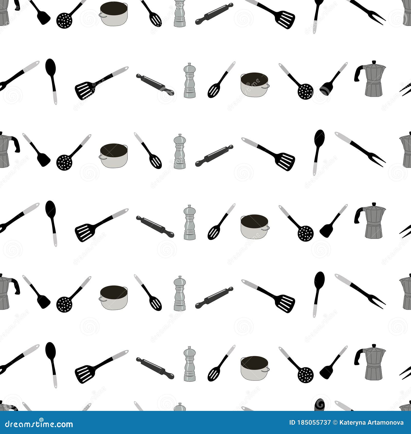 Seamless Vector Pattern. Kitchenware Isolated on a White Background ...