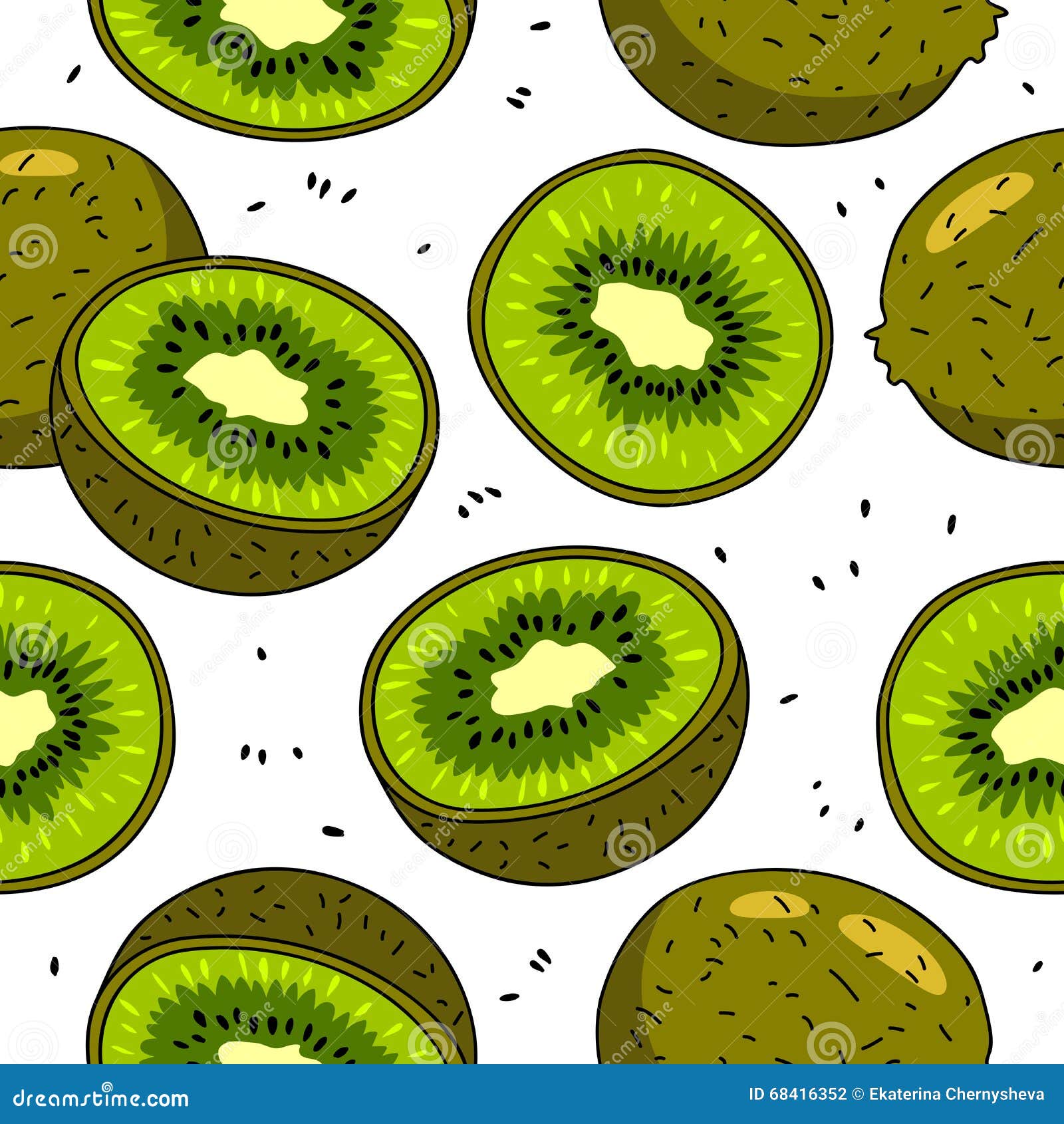Seamless Vector Pattern of Kiwi Fruit Stock Vector - Illustration of ...