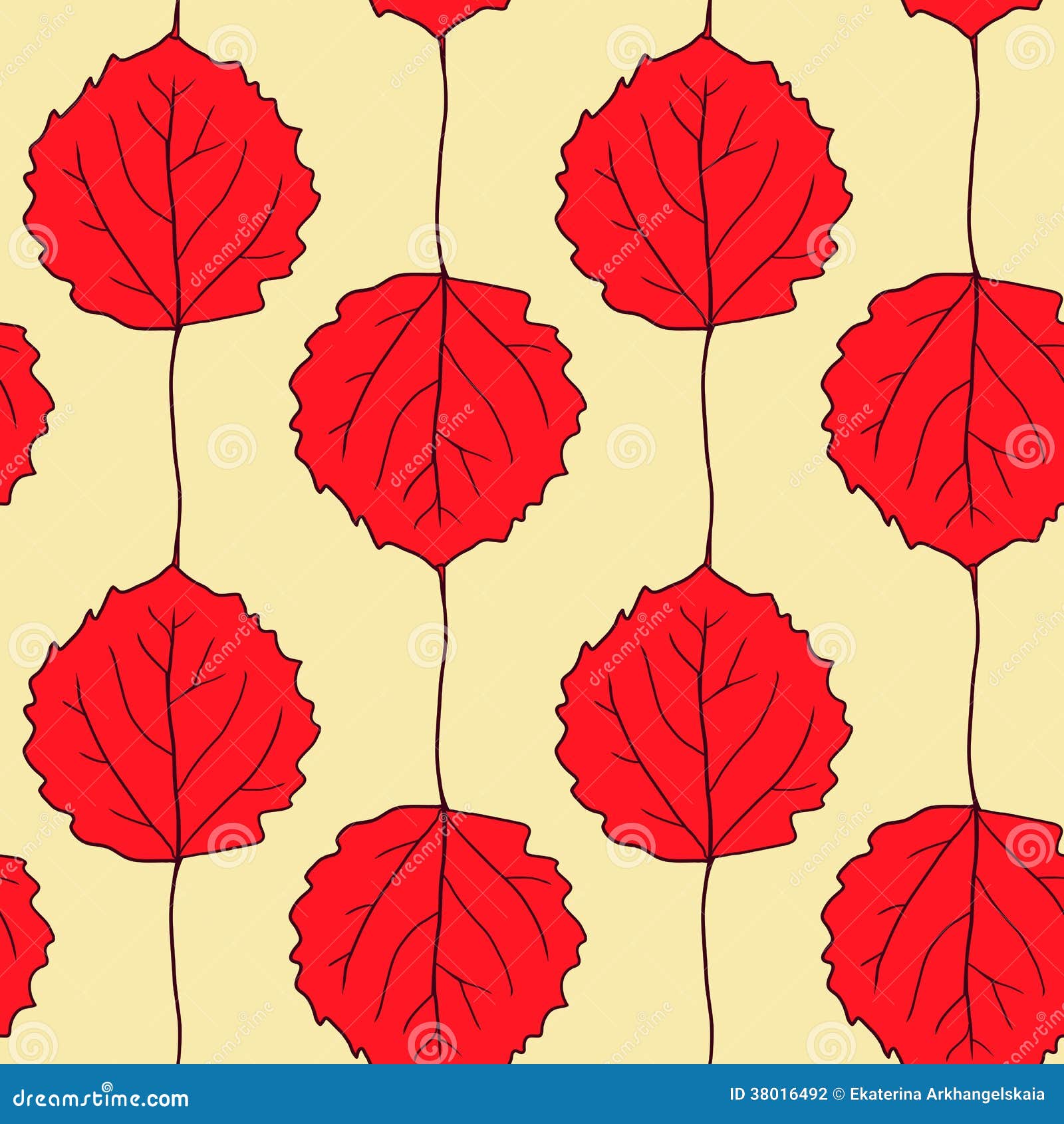 Seamless Vector Pattern with Leaves of Aspen Stock Vector ...