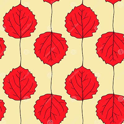 Seamless Vector Pattern with Leaves of Aspen Stock Vector ...