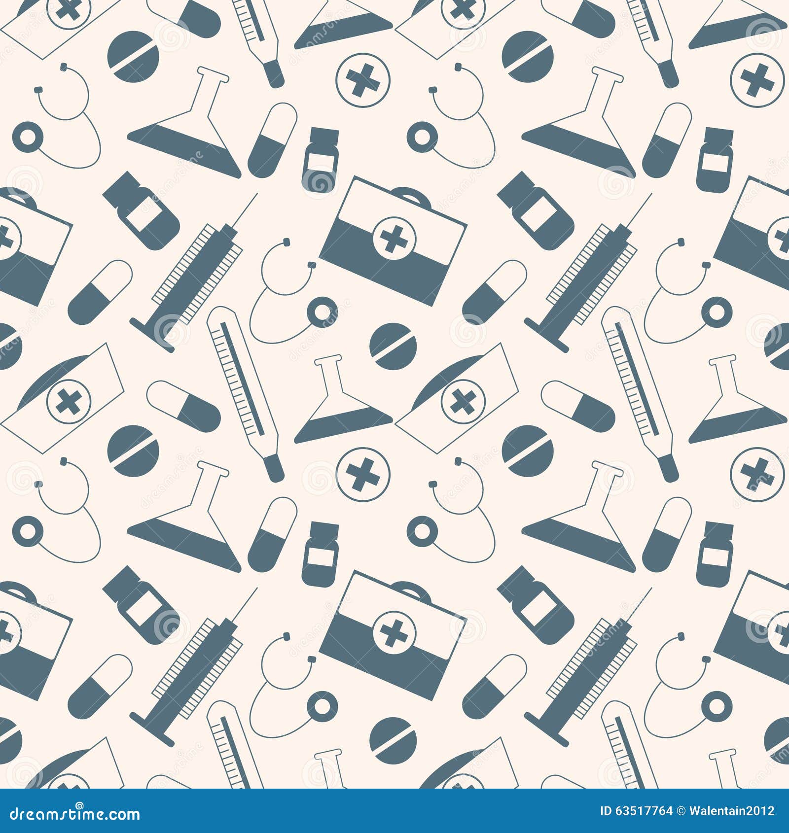 Seamless Vector Pattern, Light Chaotic Background with Medical Tools ...