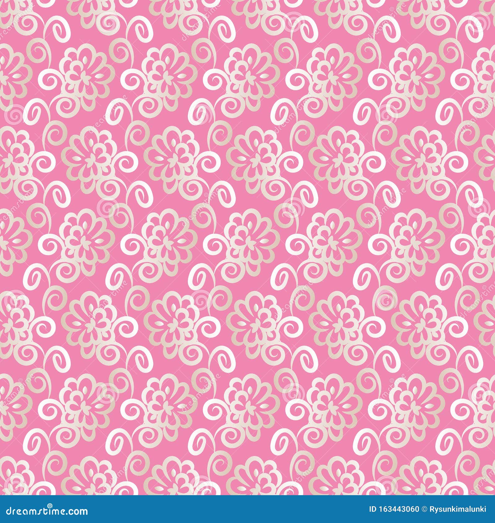 Seamless Vector Pattern with Light Floral Lace on a Pink Background ...