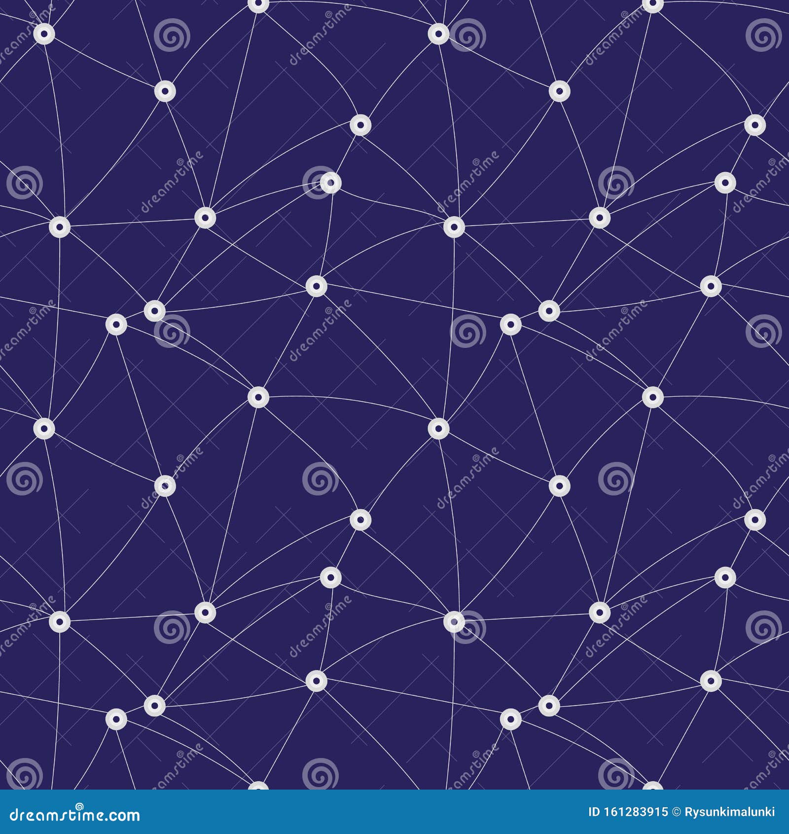 Seamless Vector Pattern with Lines Connecting Points on a Navy Blue ...