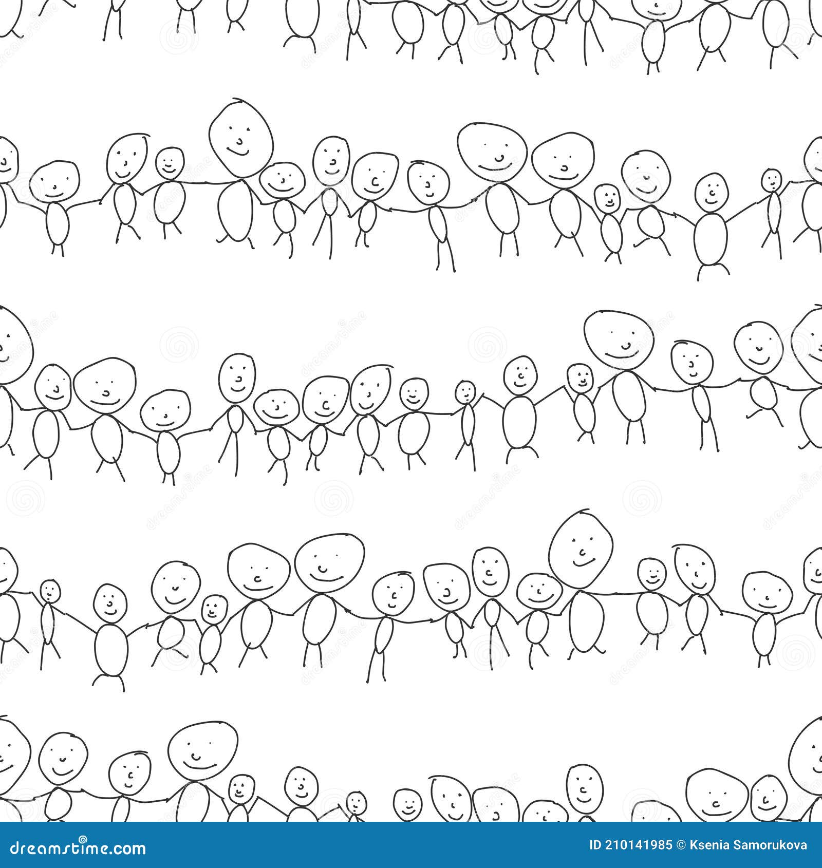 Linear People Icons Set On Black Background, Different Nationalities ...