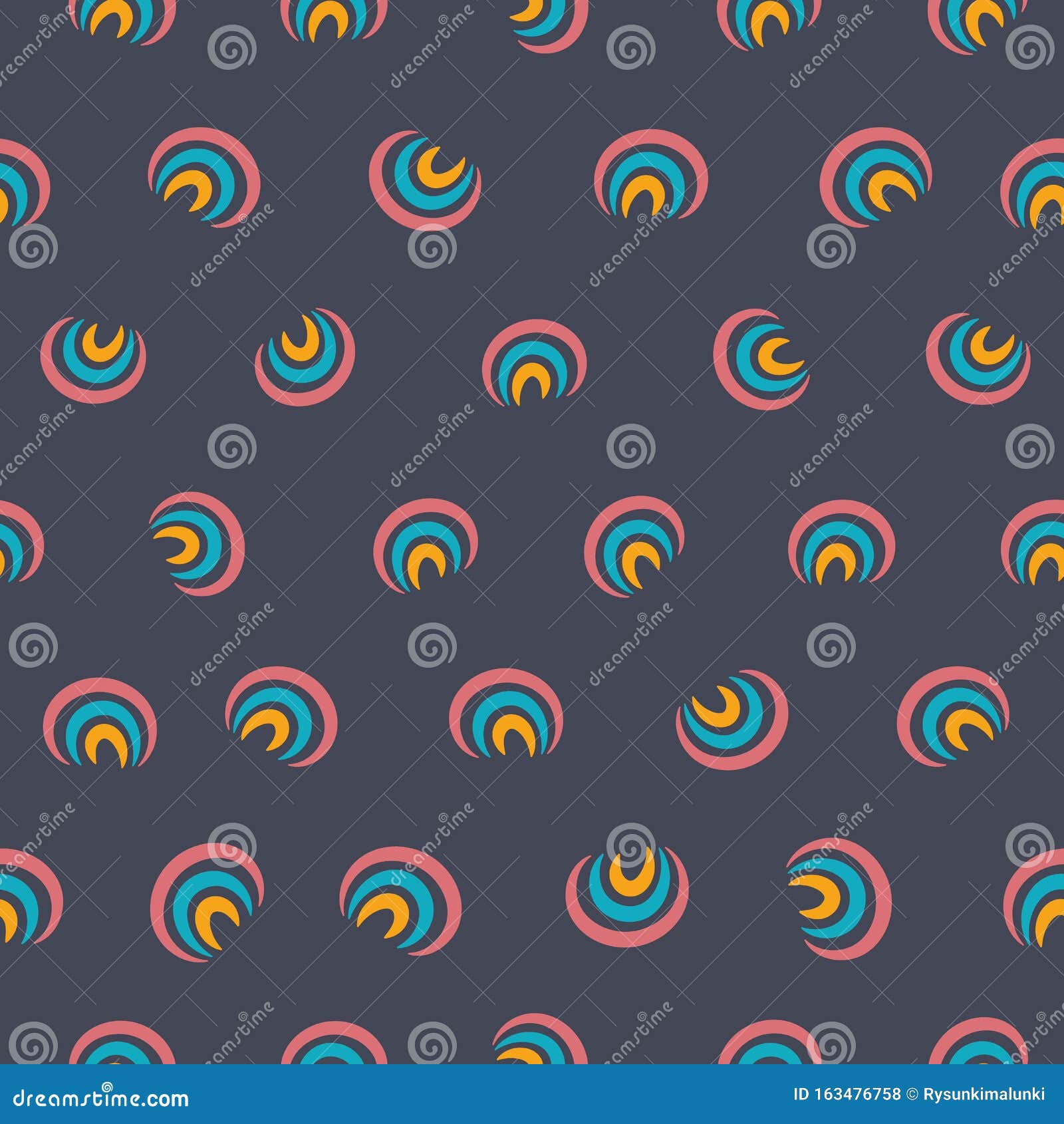 Seamless Vector Pattern with Little Rainbows Scattered on a Dark ...