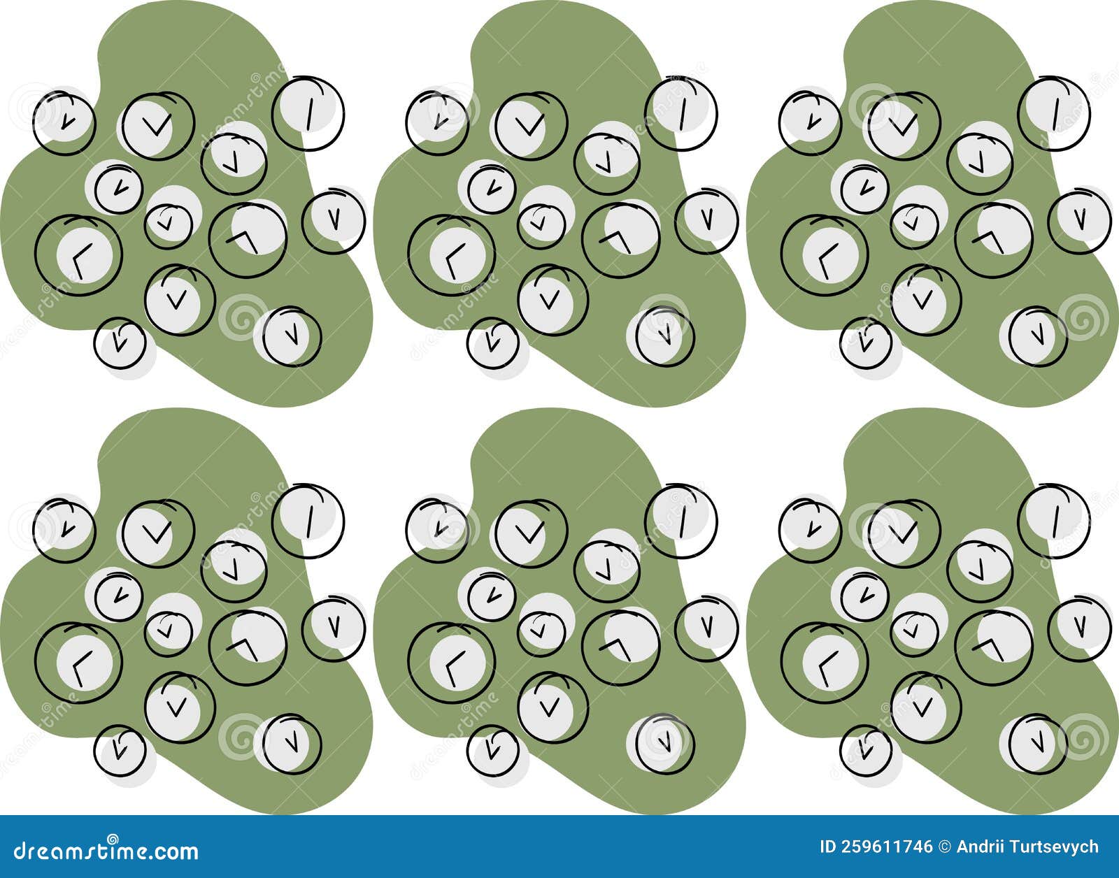 Seamless Vector Pattern Made of Clock Dials Stock Vector - Illustration ...