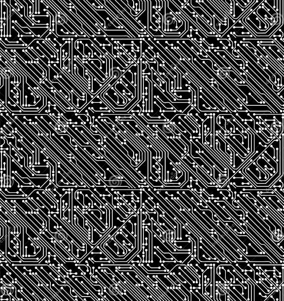 Seamless Vector Pattern Made of PCB, Printed Circuit Board, Wires Stock ...