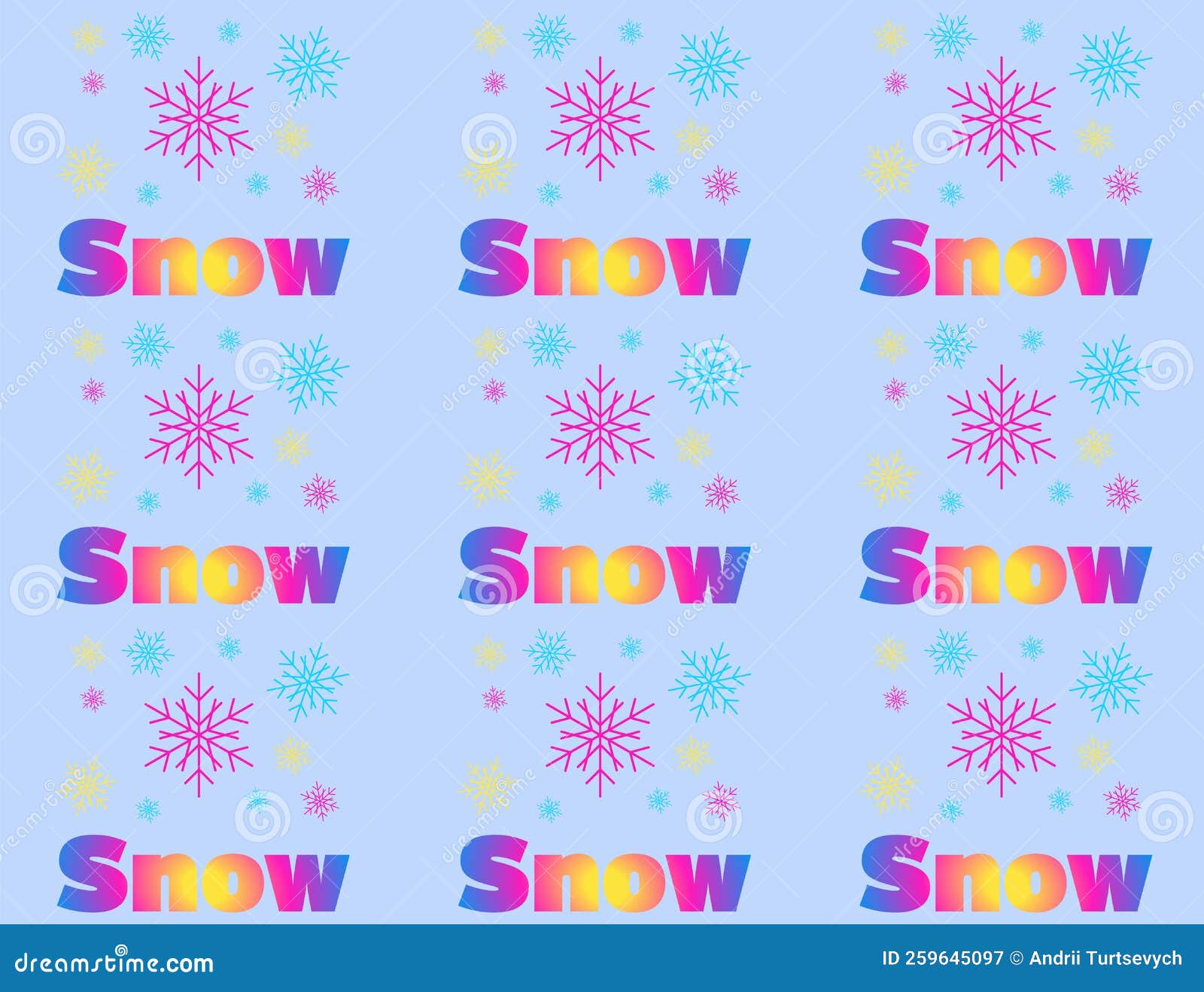 Seamless Vector Pattern Made of Word Snow and Snowflakes Stock Vector ...