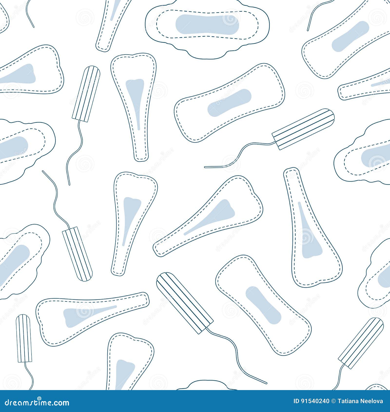 Seamless Vector Pattern with Menstruation Sanitary Pads and Cotton ...