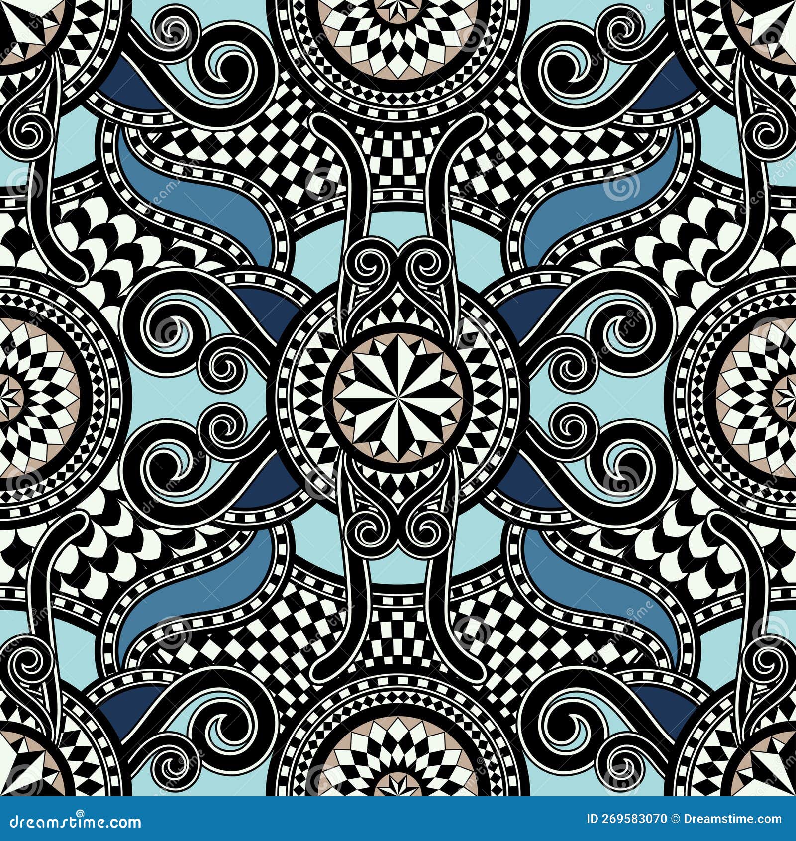 Seamless Vector Pattern. Modern Baroque Style. Black and White ...