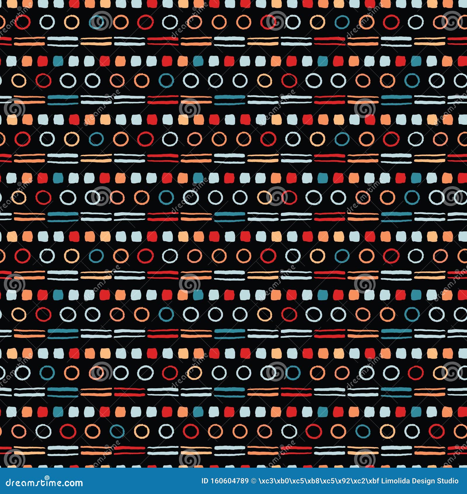 Seamless Vector Pattern. Modern Broken Line Hand Drawn Dot Stripes ...