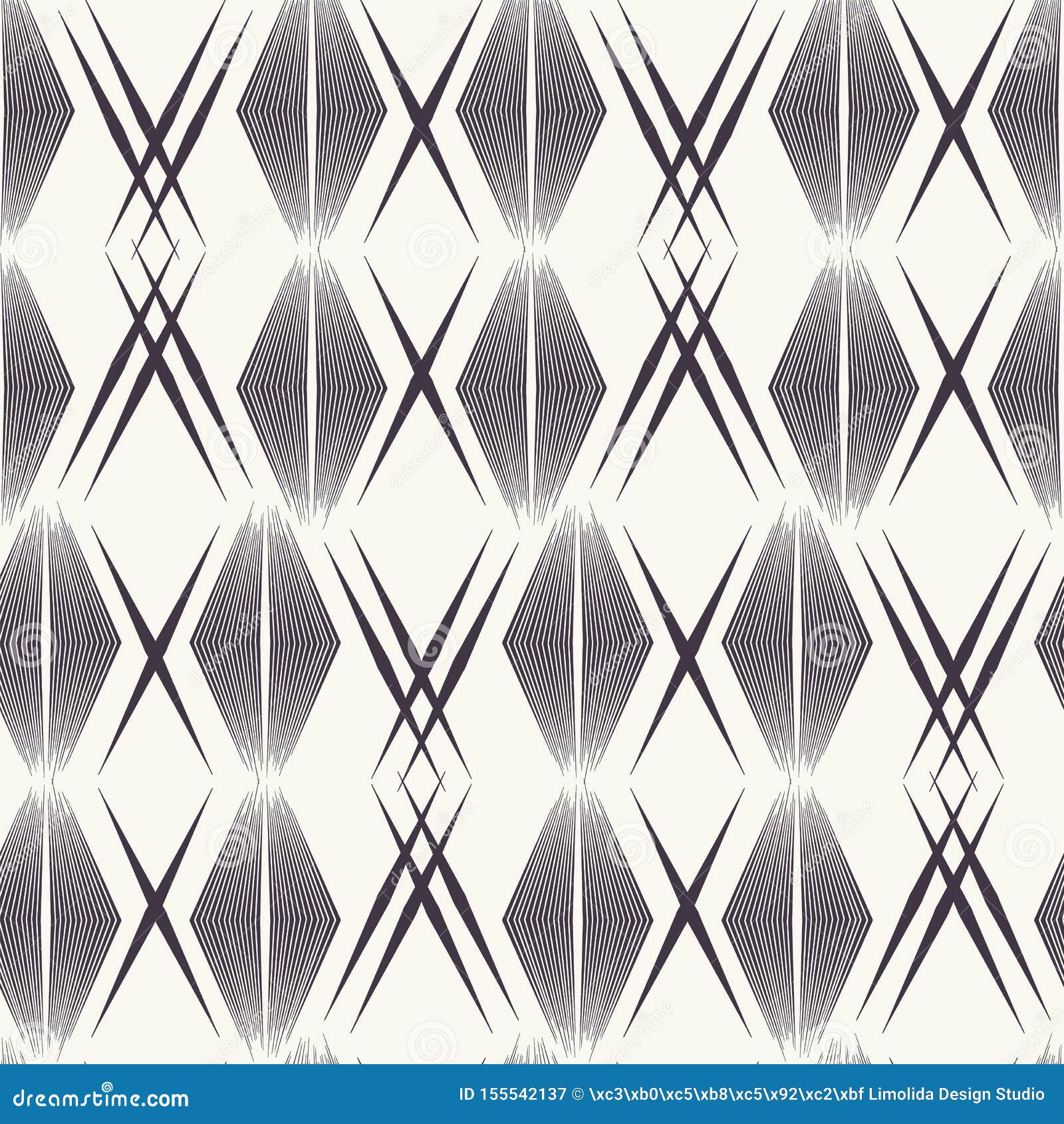 Seamless Vector Pattern. Modern Geometric Hand Drawn Linear Diamond ...