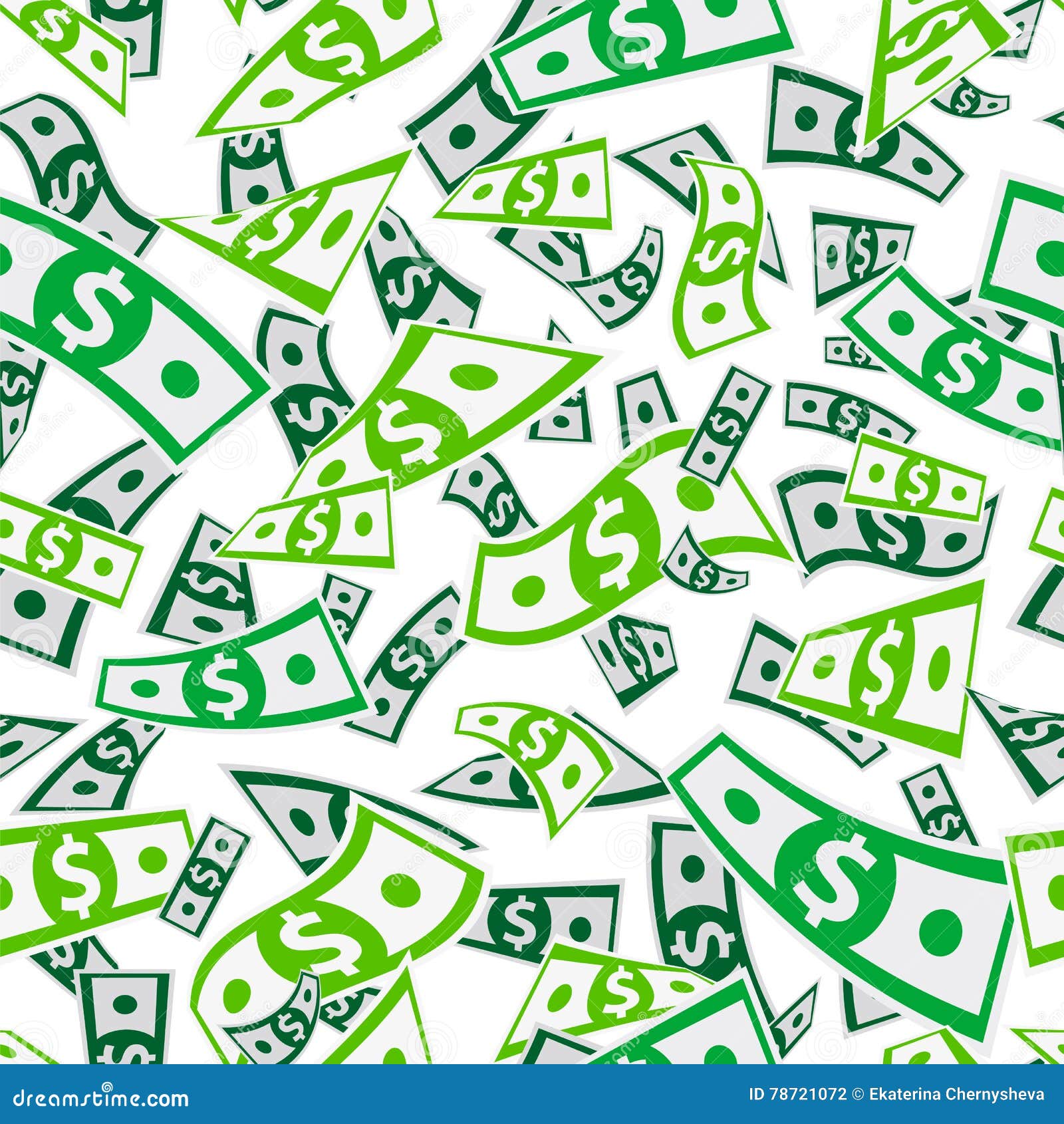 Seamless Vector Pattern of Money Stock Vector - Illustration of green ...