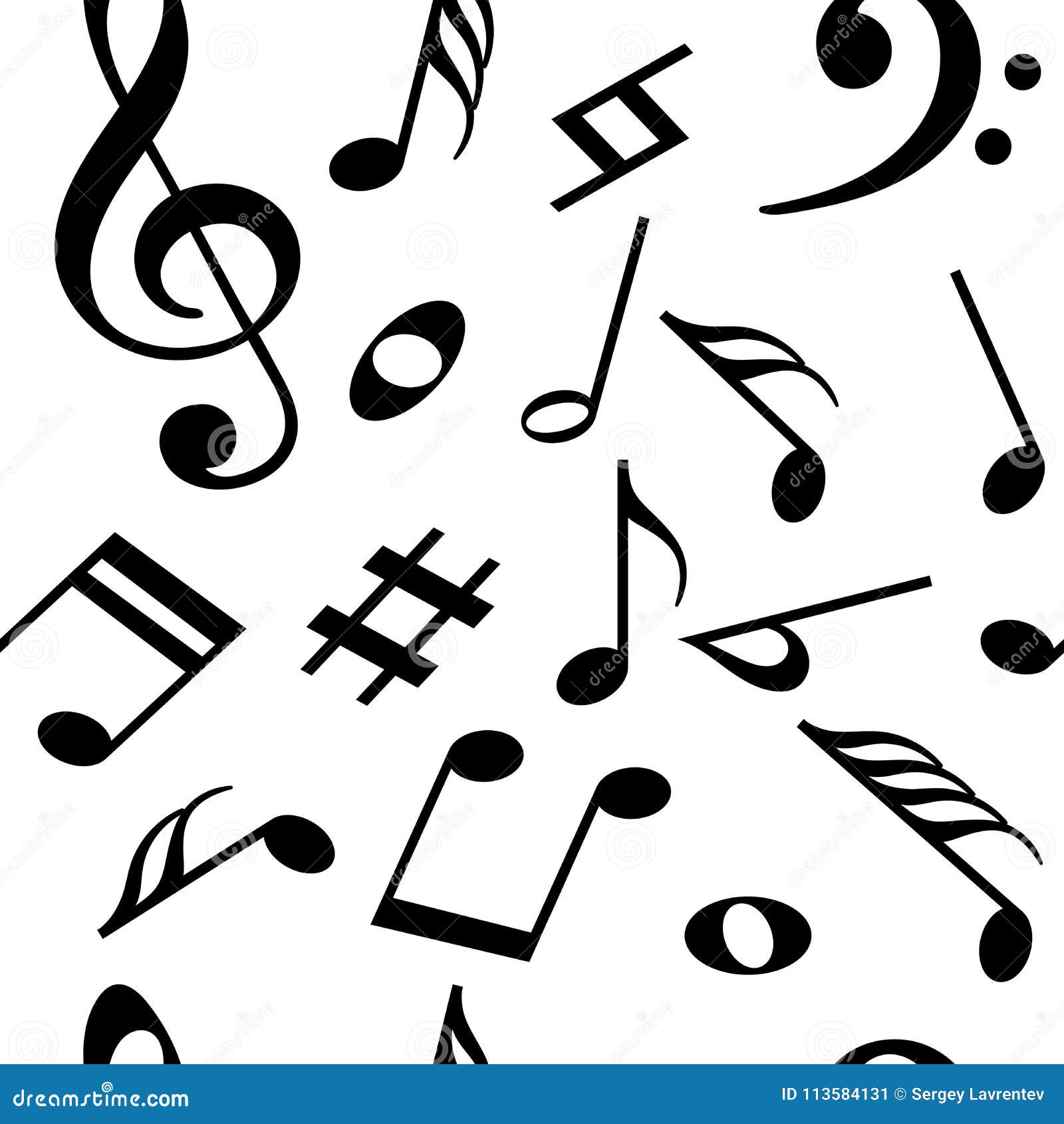 Seamless Vector Pattern with Music Notes Stock Vector - Illustration of ...