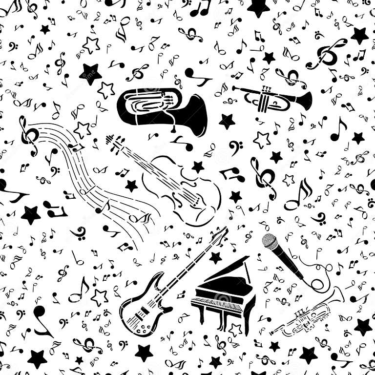 Seamless Pattern Music and Notes. Vector Illustration Stock Vector ...