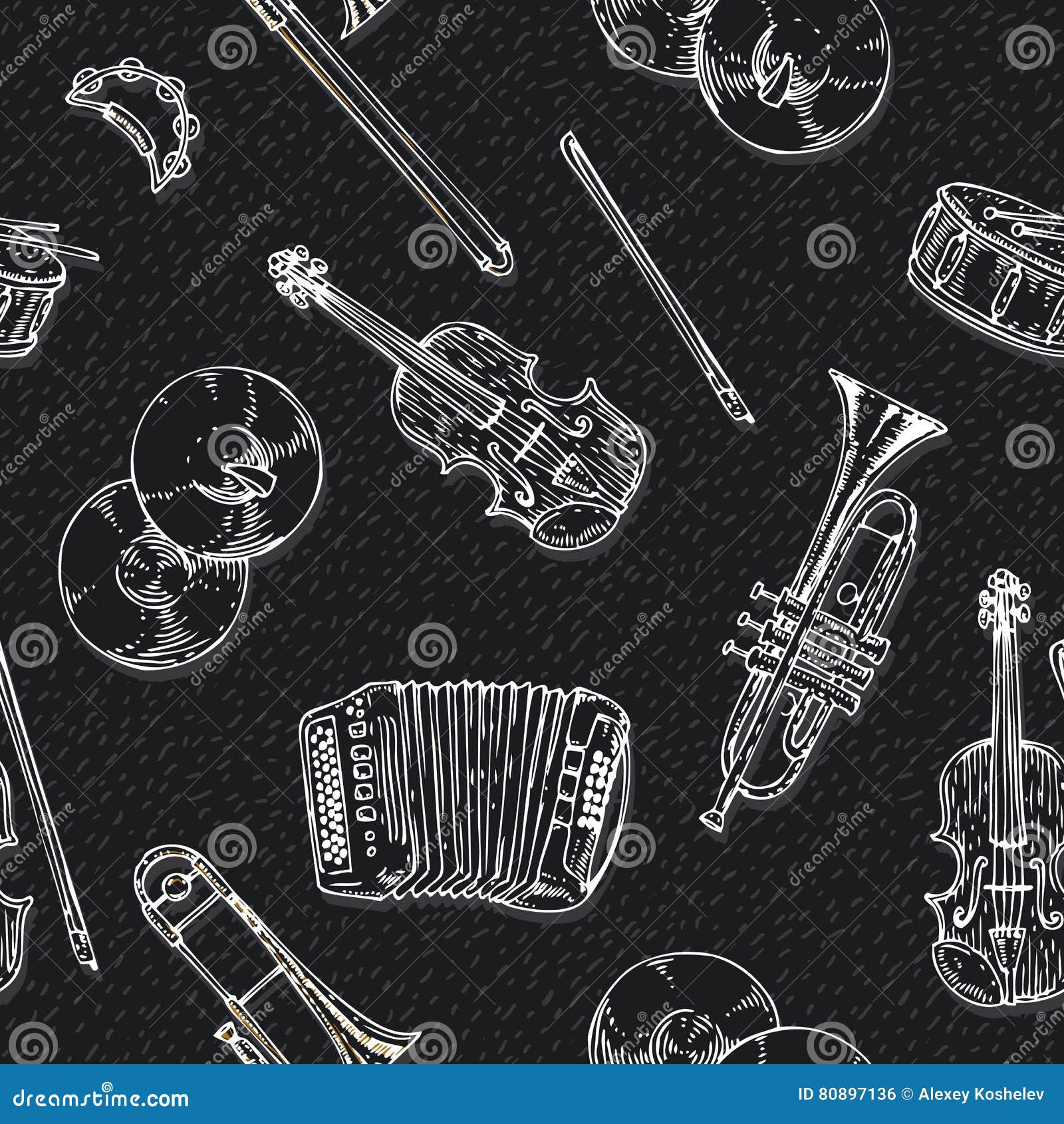 Seamless Vector Pattern with Musical Instruments Stock Vector ...