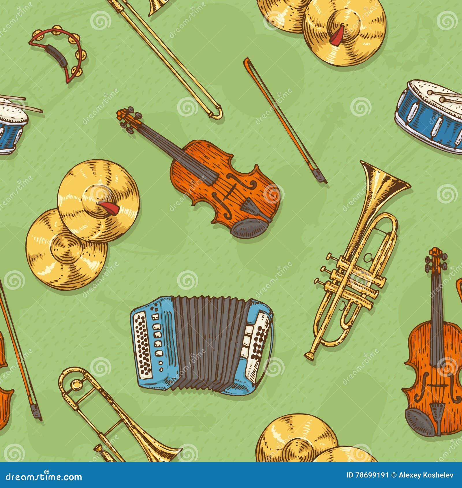 Seamless Vector Pattern with Musical Instruments Stock Illustration ...