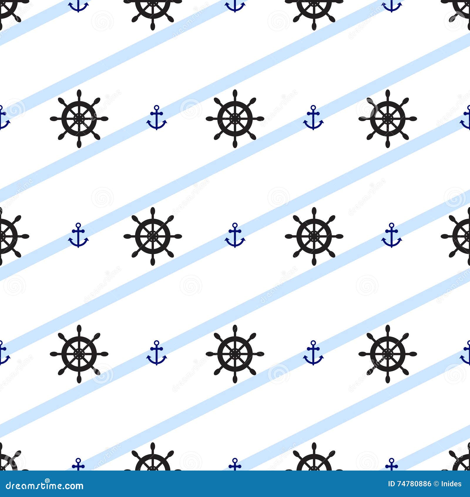 Seamless Vector Pattern with Nautical Anchors. Stock Vector ...