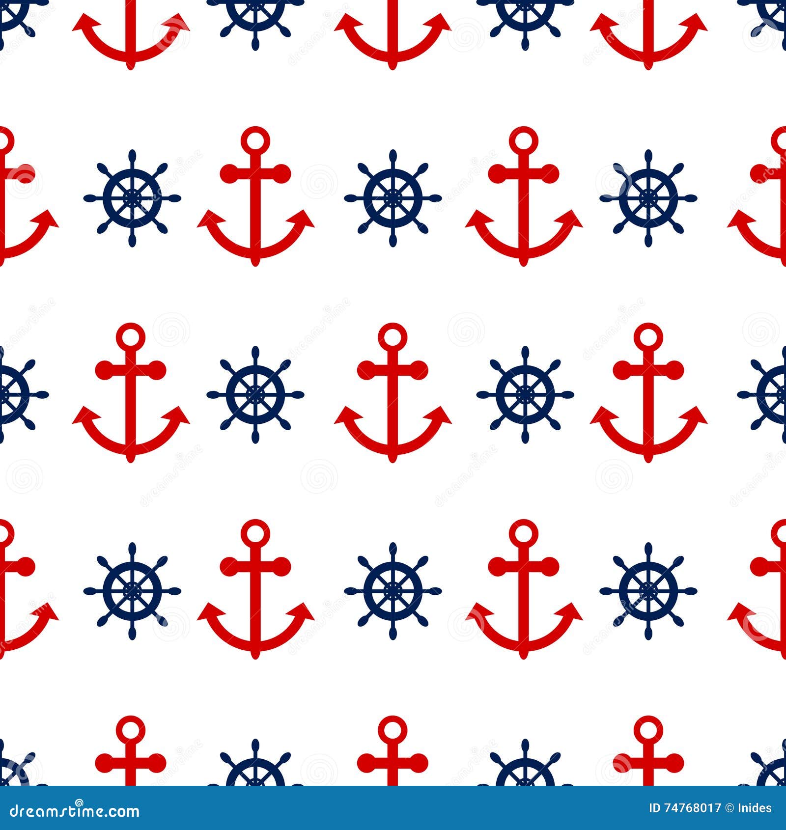 Seamless Vector Pattern with Nautical Anchors. Stock Vector ...