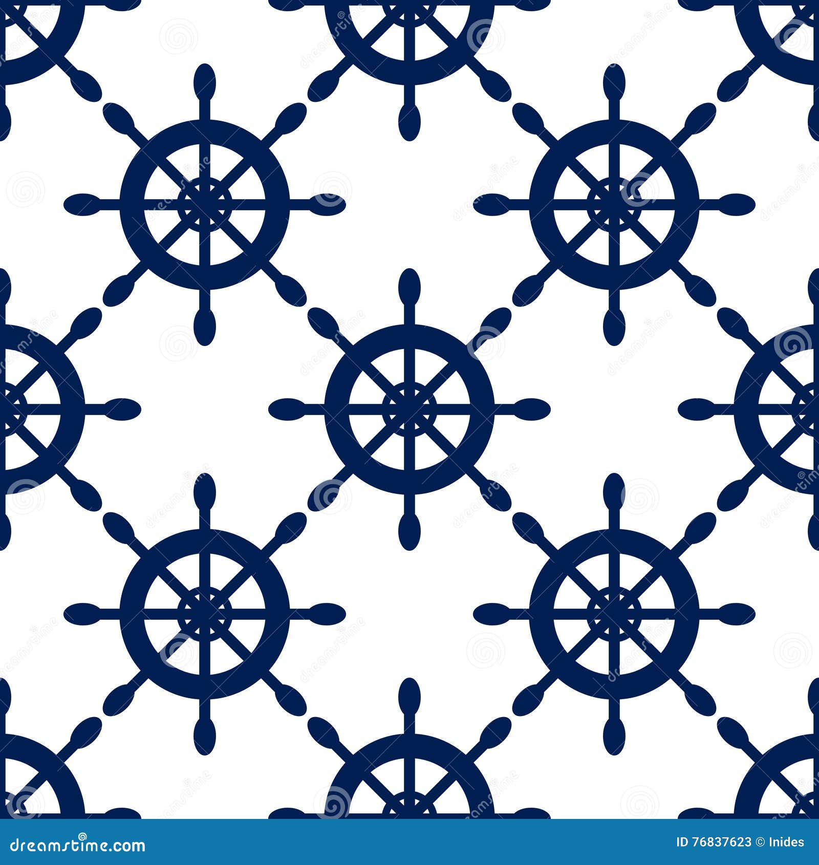 Seamless Vector Pattern with Nautical Blue Helms. Stock Vector ...