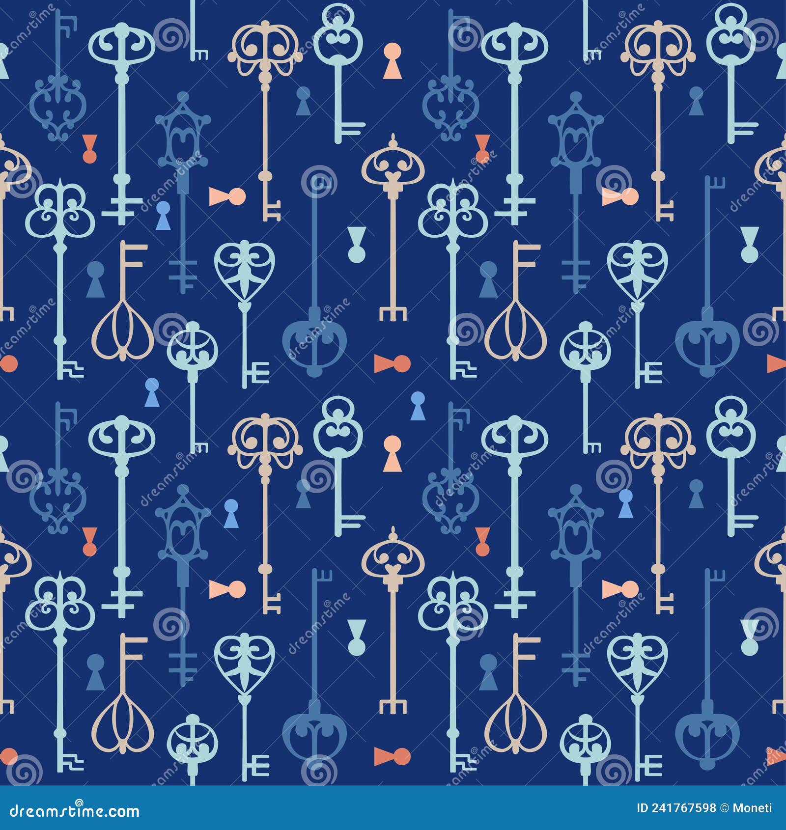 A Seamless Vector Pattern of Old-time Skeleton Keys. Vintage Keys ...