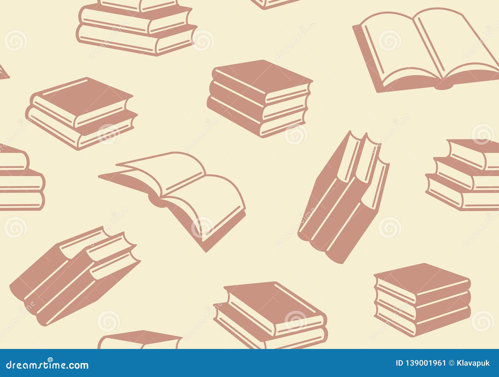 Seamless Pattern with Open and Closed Books. Vector Background Stock ...